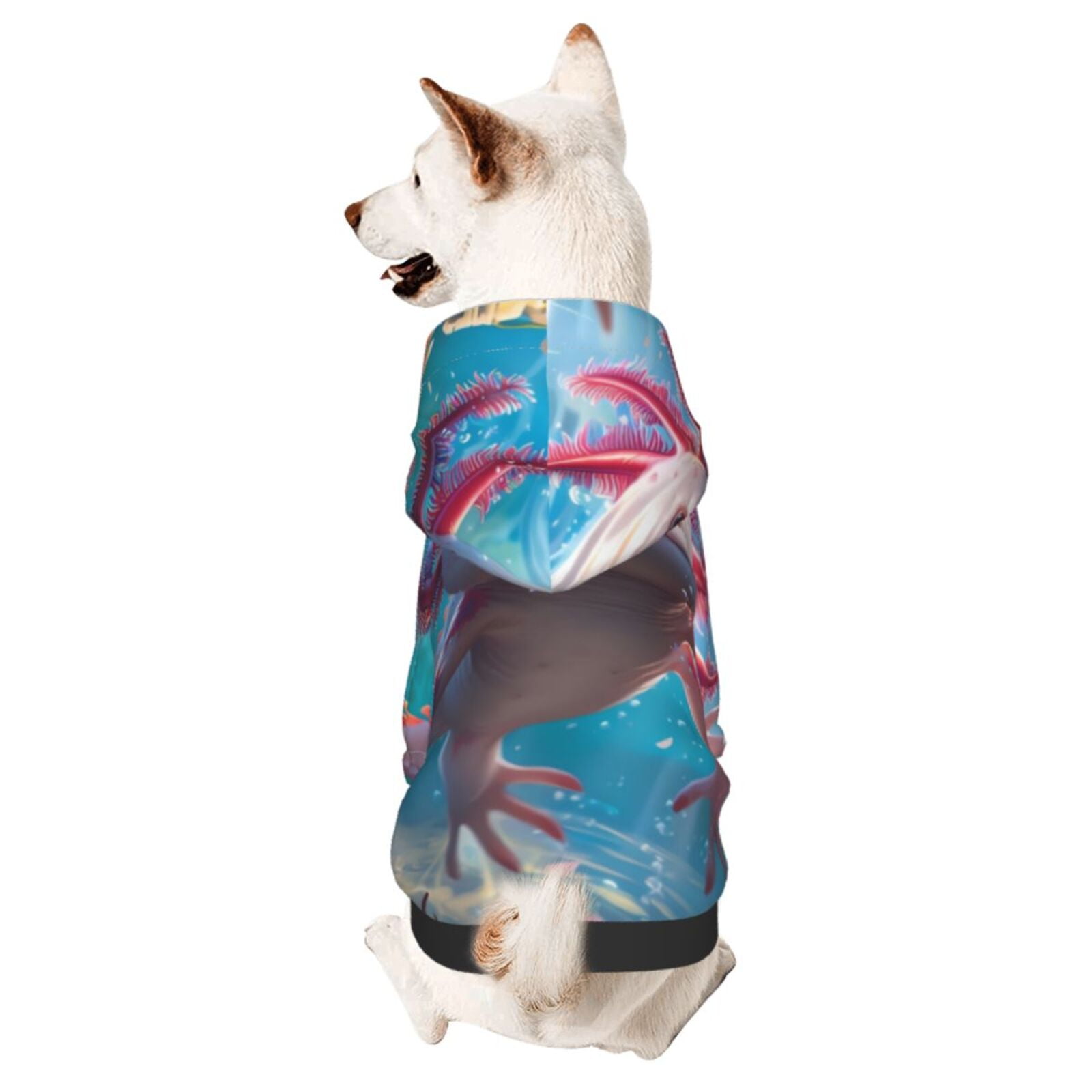 Fotbe Cute Underwater Axolotl Print Small Dog Sweater Hoodies Pet Grey ...