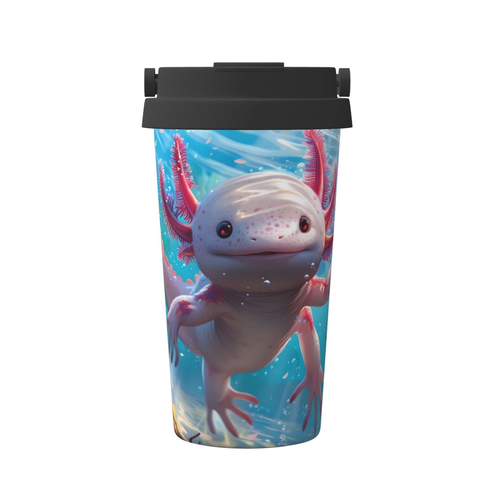 Fotbe Cute Underwater Axolotl Printed Insulated Travel Coffee Mug Spill ...
