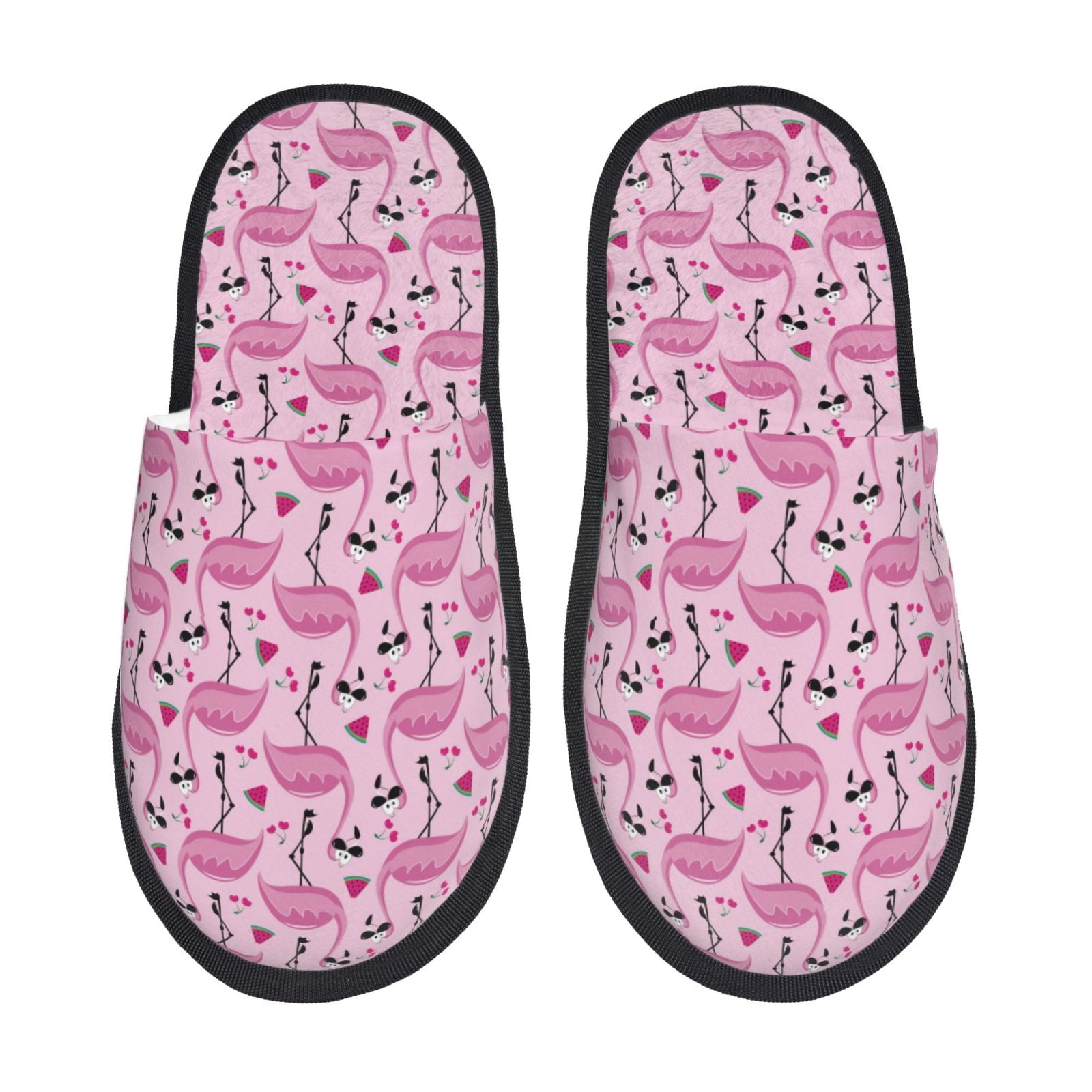 Fotbe Cute Watermelon Flamingo Pattern Women's Fuzzy Slippers Plush ...