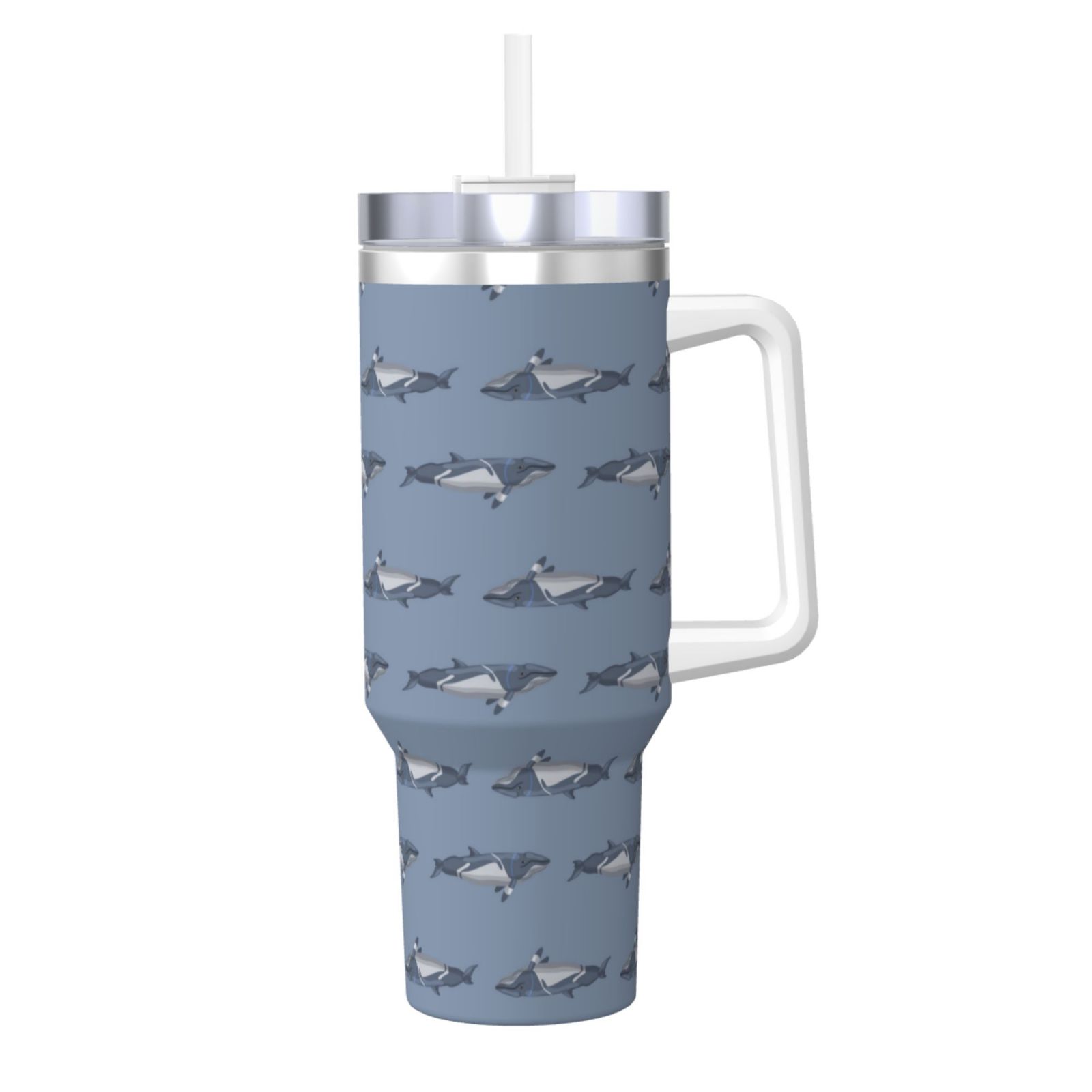 Fotbe Cute Whale Pattern 40oz Ice Bully With Handle And Straw Stainless ...