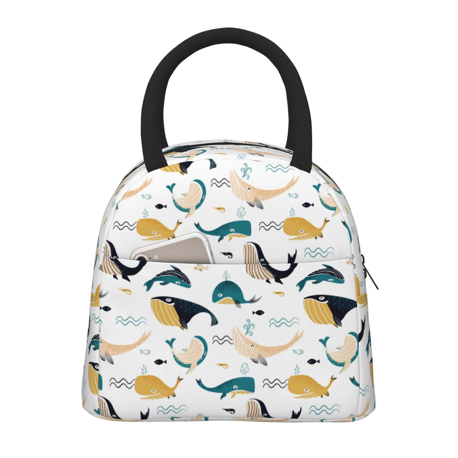 Fotbe Cute Whale Pattern Lunch Bag, Insulated Lunch Box, Small ...