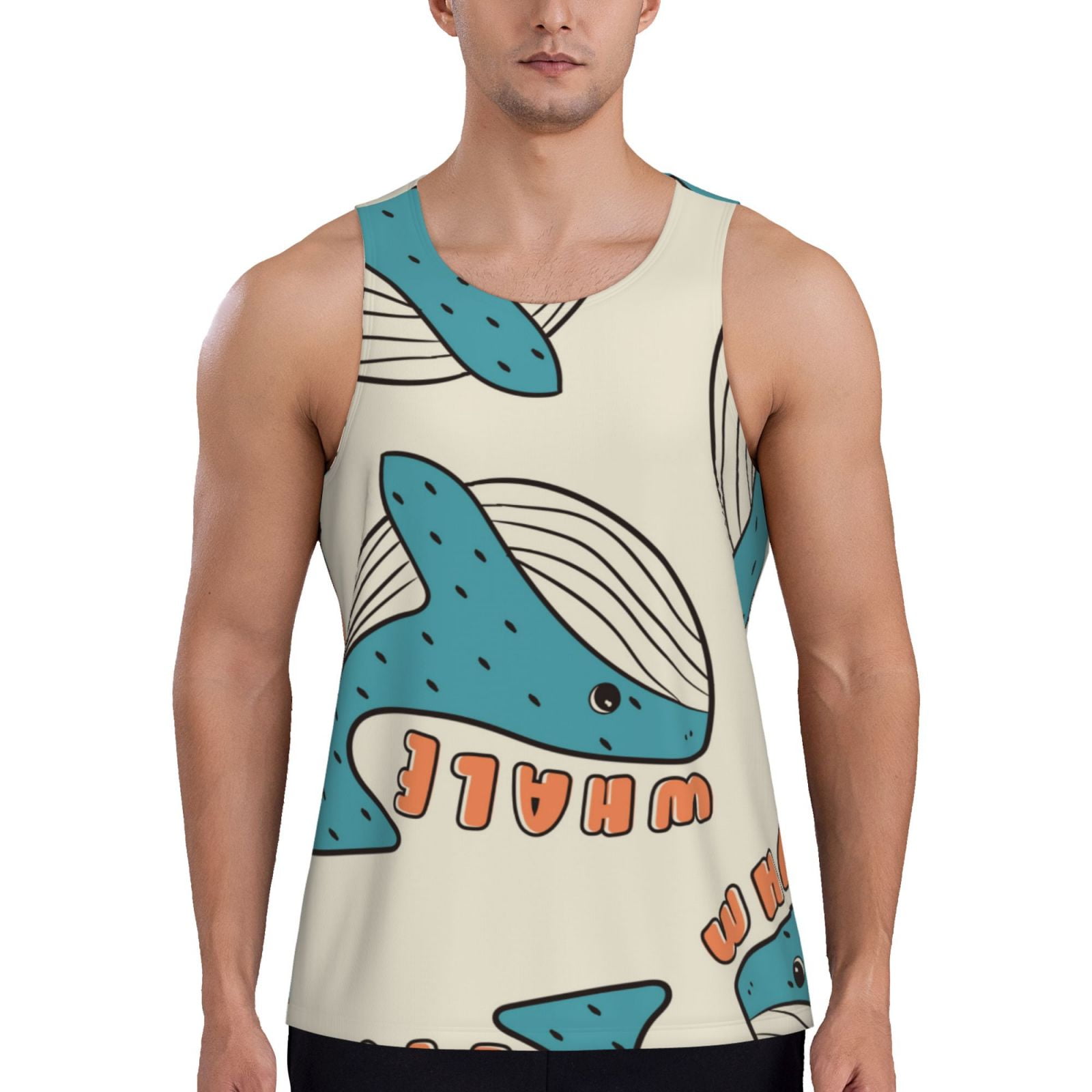 Fotbe Cute colorful whale Pattern Men's Quick Dry Workout Tank Top Gym ...