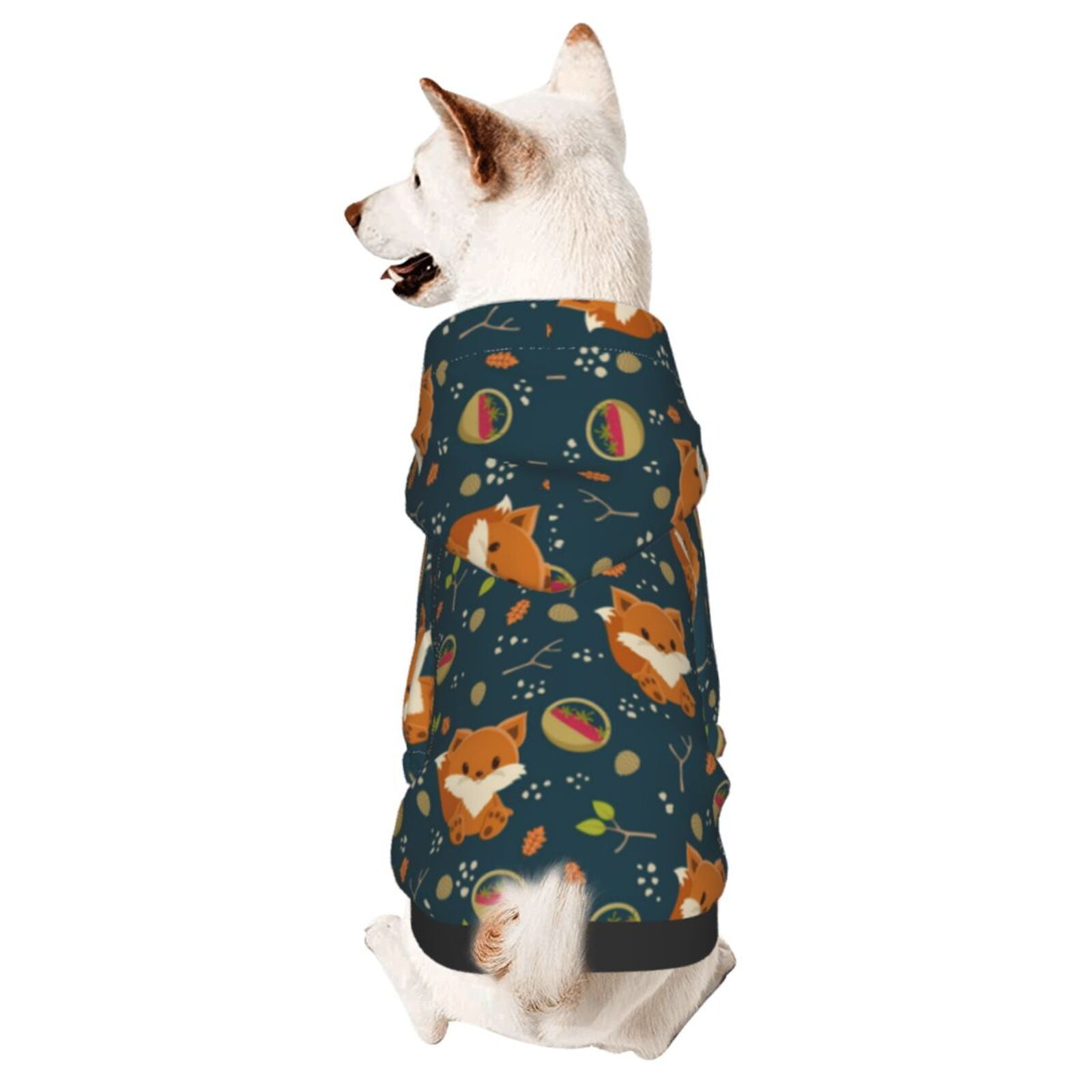 Fotbe Cute plant fox Print Small Dog Sweater Hoodies Pet Grey Hooded ...