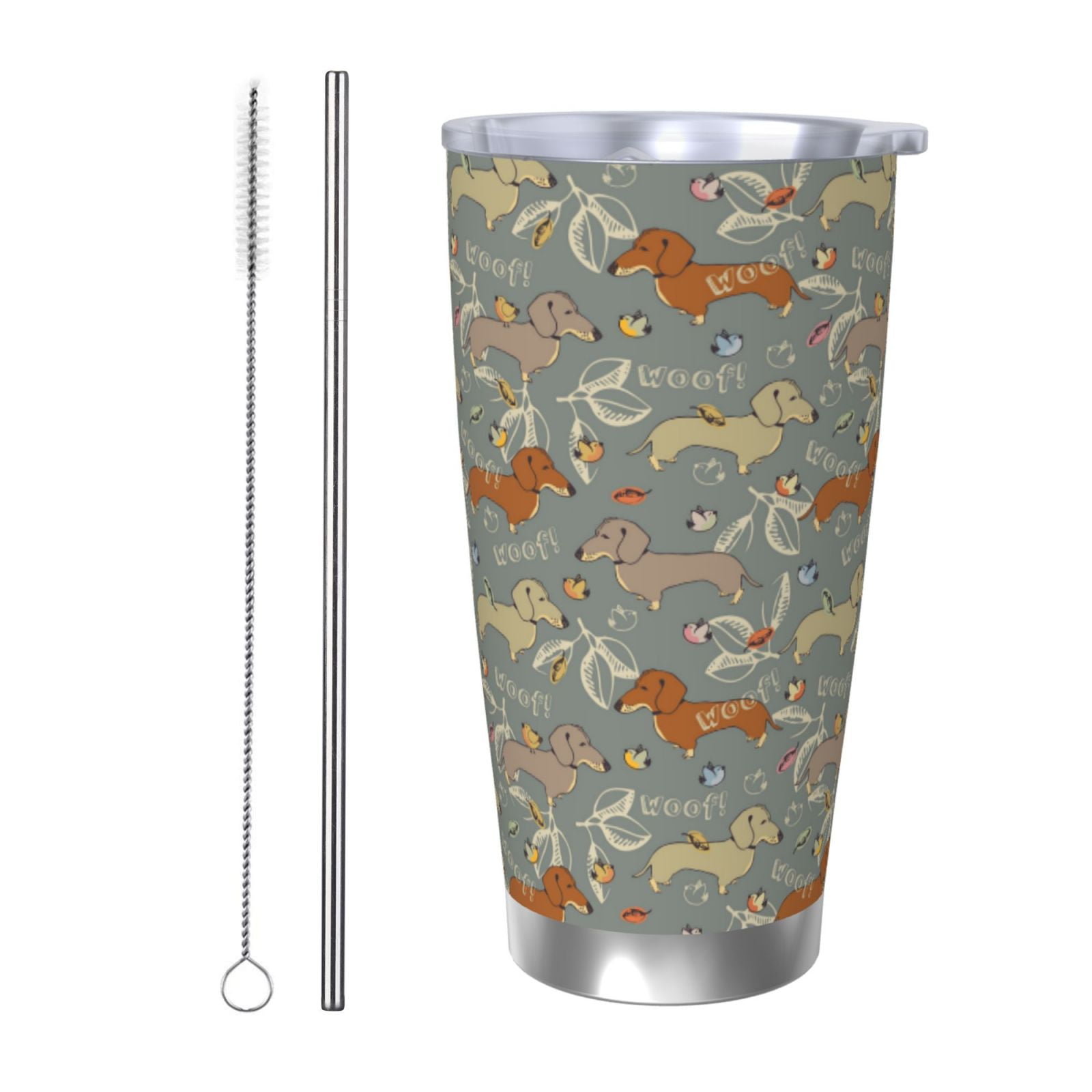 Fotbe Dachshund Dog Bird Pattern 20 oz Tumbler Stainless Steel Vacuum ...