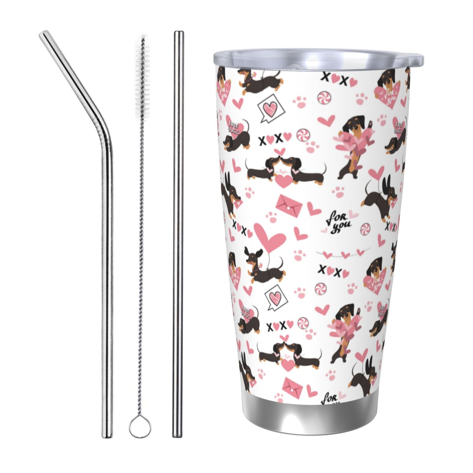 Fotbe Dachshund Dog Puppy Pattern 20 oz Tumbler Stainless Steel Vacuum ...