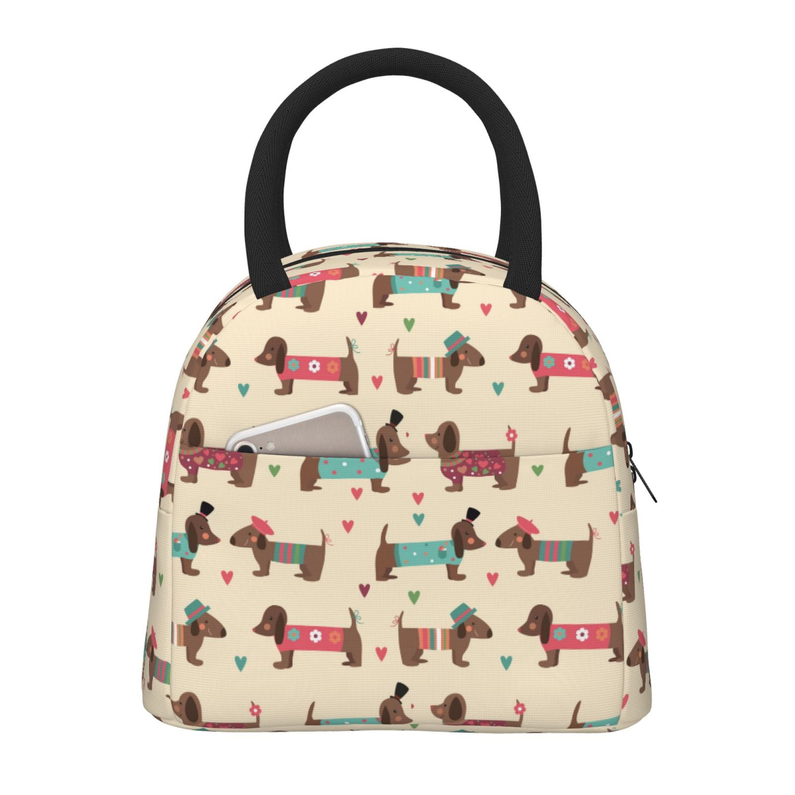 Fotbe Dachshund Dog Puppy Pattern Lunch Bag, Insulated Lunch Box, Small ...