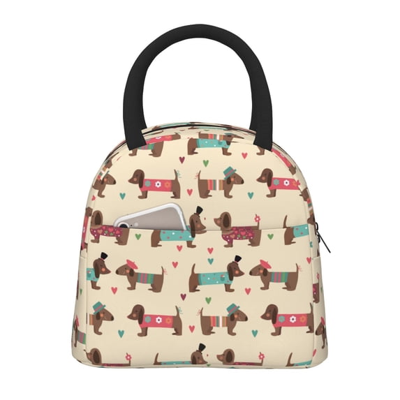 Fotbe Dachshund Dog Puppy Pattern Lunch Bag, Insulated Lunch Box, Small ...