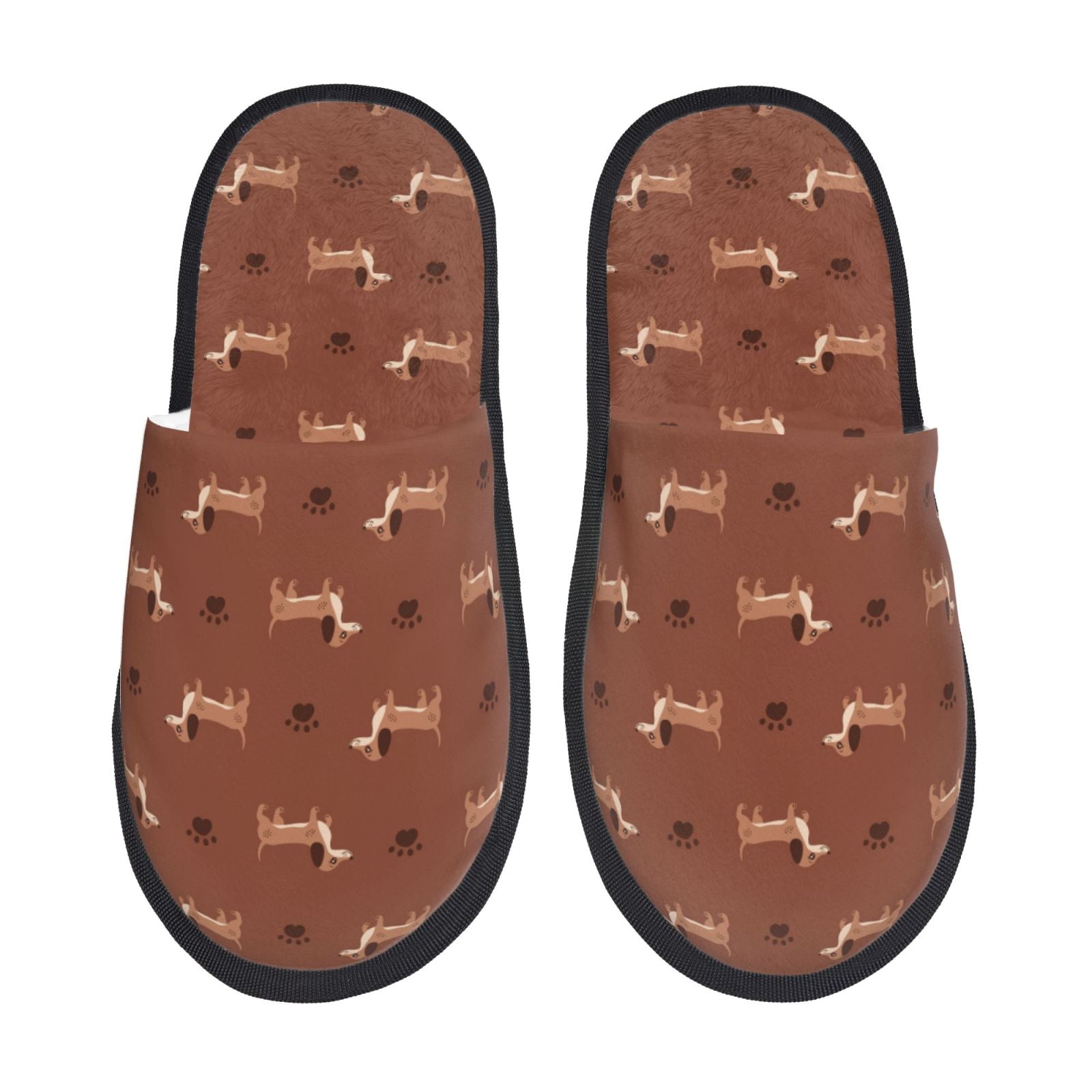 Fotbe Dachshund Dog Puppy Pattern Women's Fuzzy Slippers Plush Slippers ...