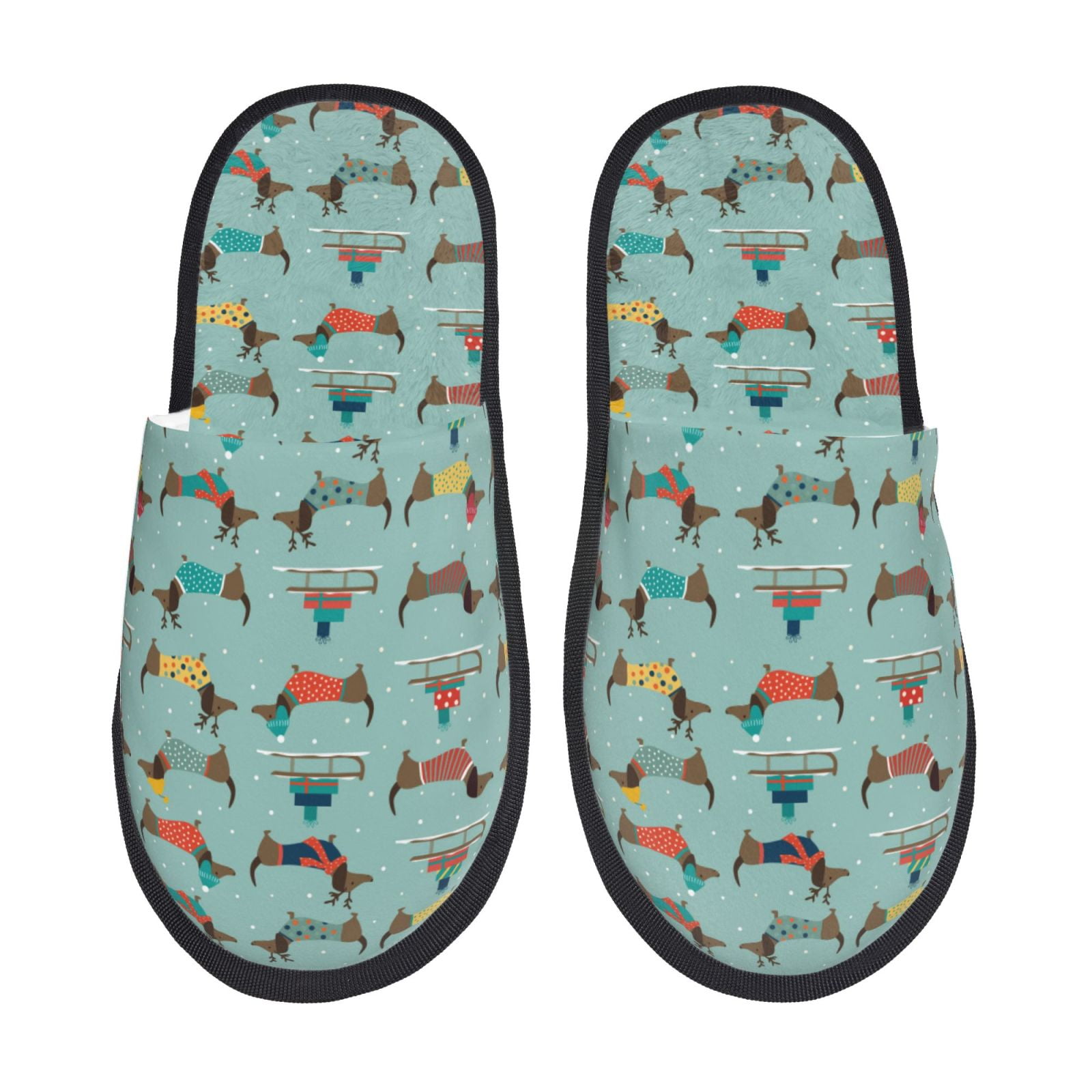 Fotbe Dachshund Dog Puppy Pattern Women's Fuzzy Slippers Plush Slippers ...