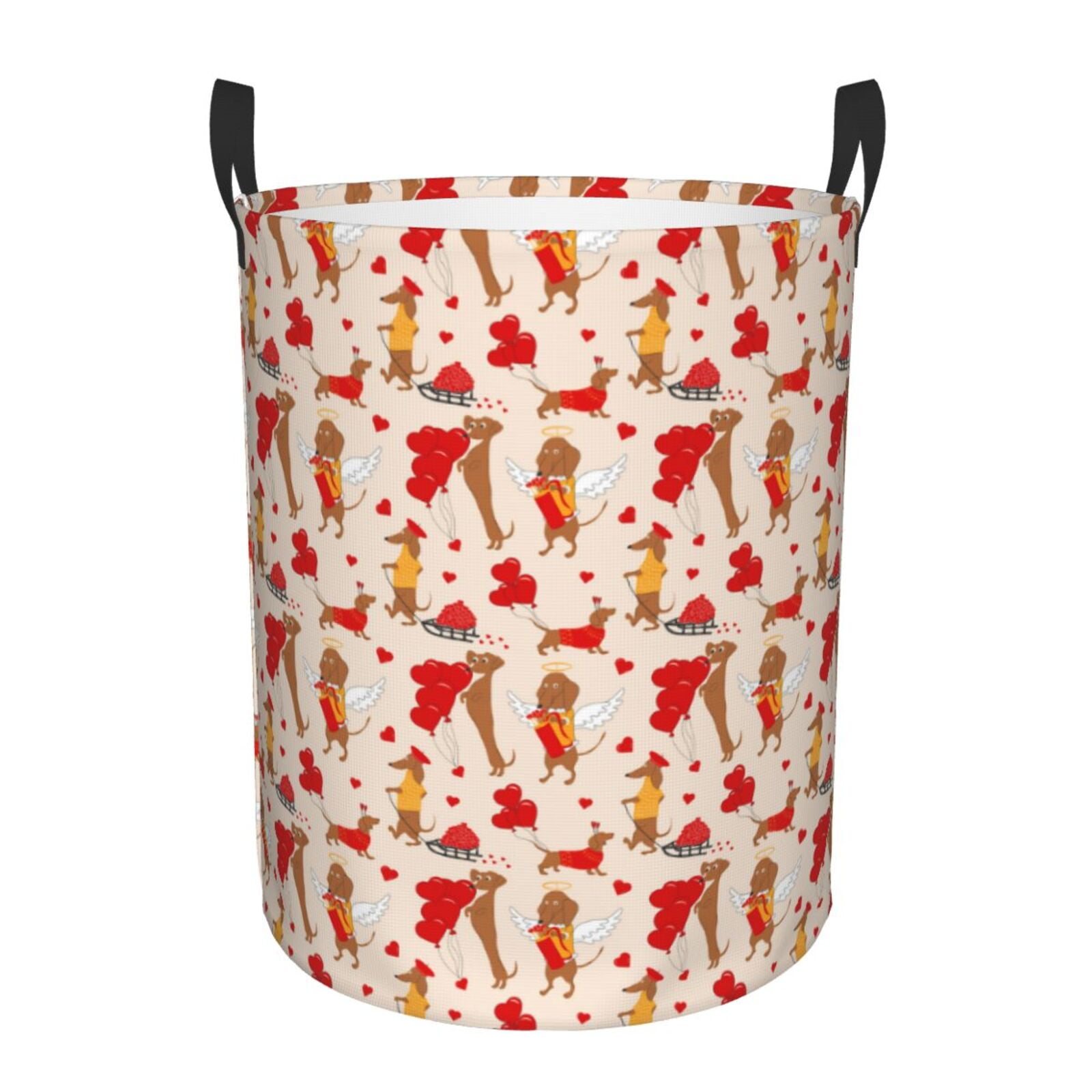 Fotbe Dachshunds dogs pulls a hearts Pattern Laundry Basket with ...