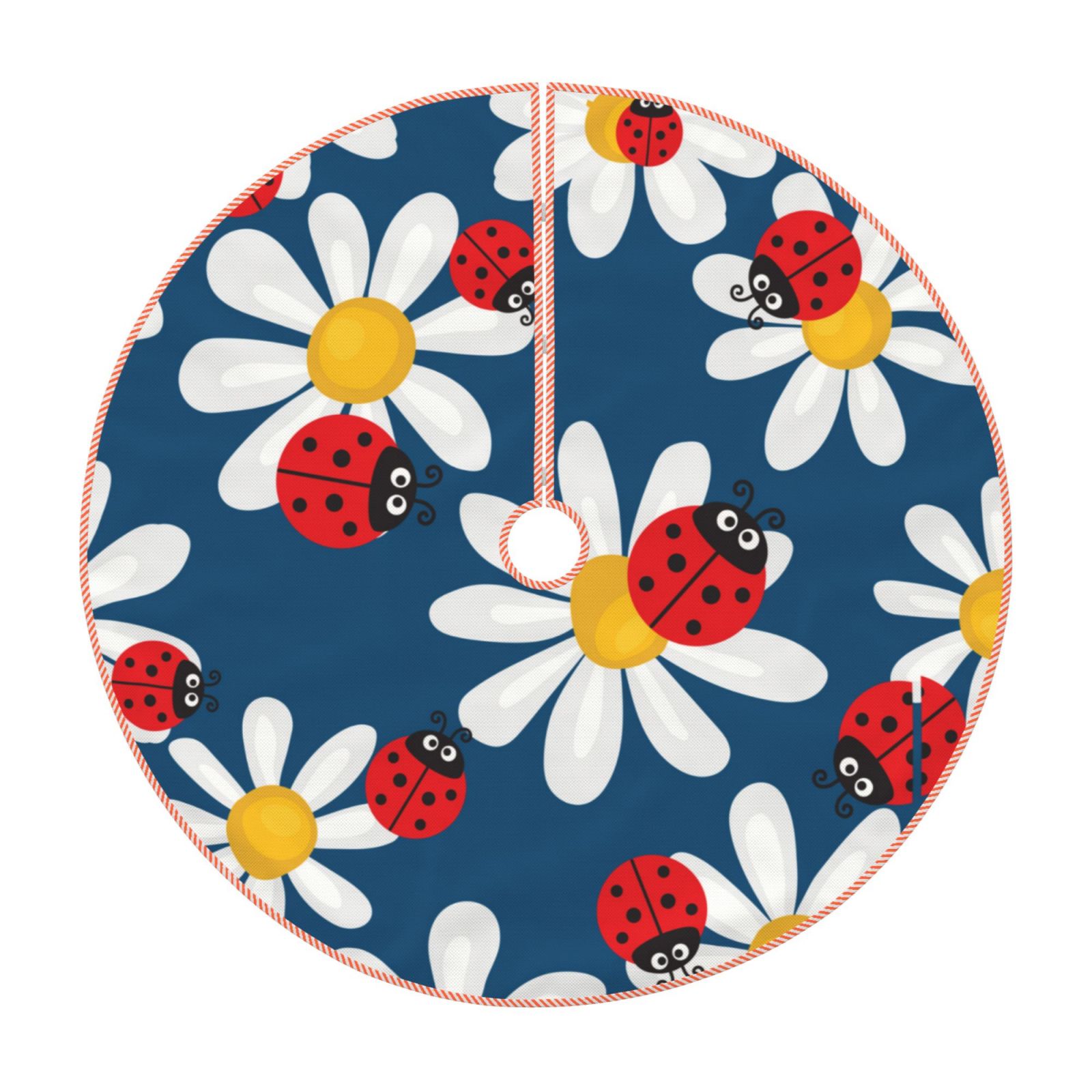 Fotbe Daisies With Ladybugs Pattern Christmas Tree Skirt, Tree Skirts ...