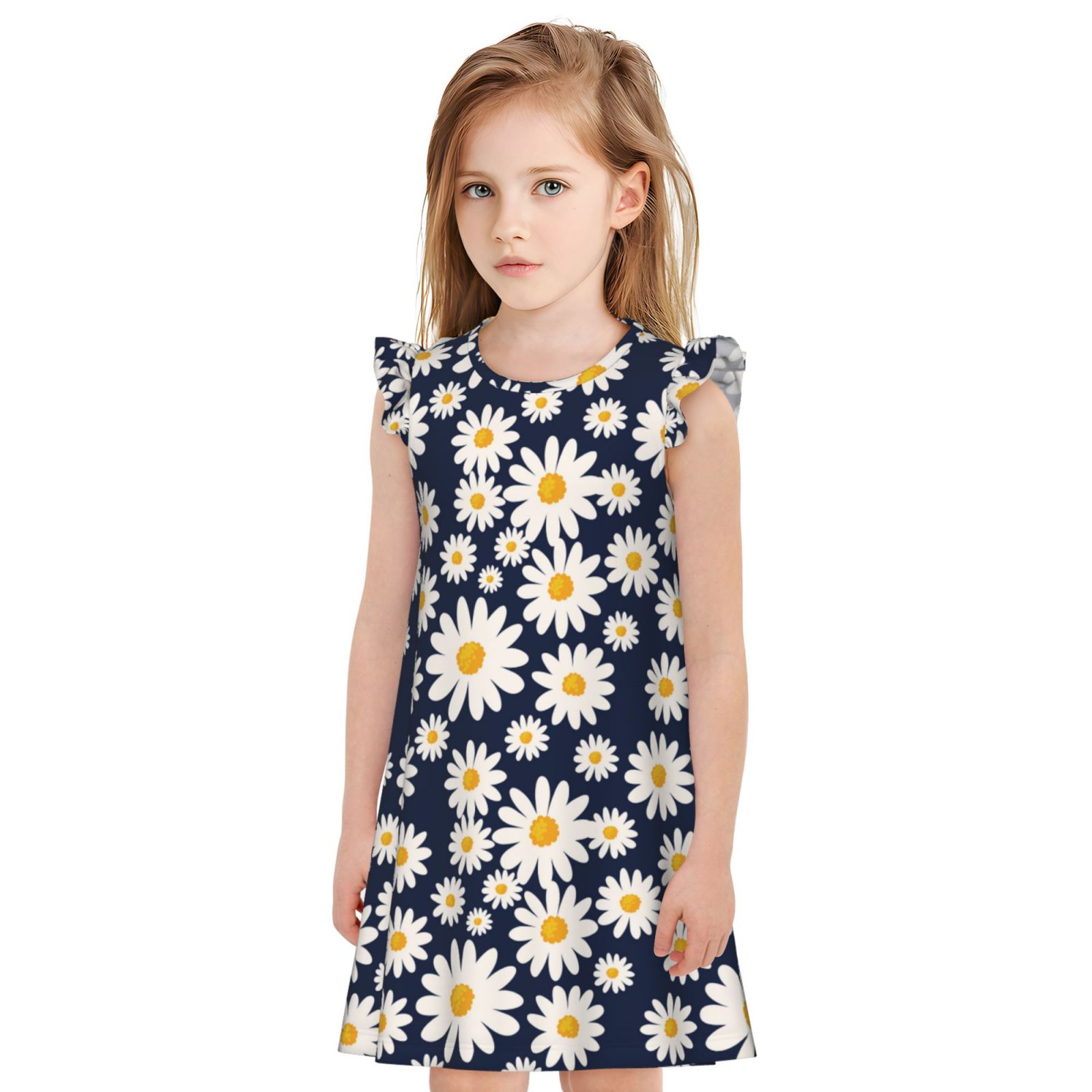 Fotbe Daisy Floral Pattern Girls Nightgowns 3-10 Years Short Sleeves Nightdress Nightie Dress ...