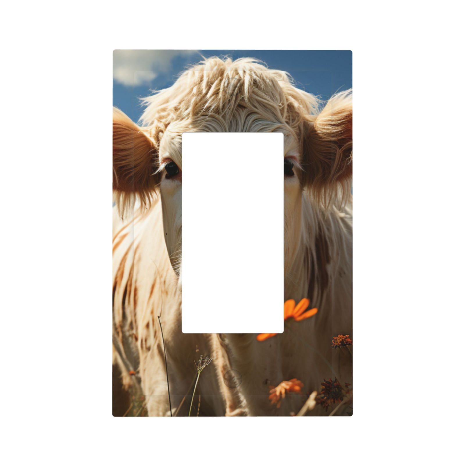 Fotbe Daisy Meadow Cow Print Duplex Receptacle Wall Plate, 1-Gang 5.0 ...