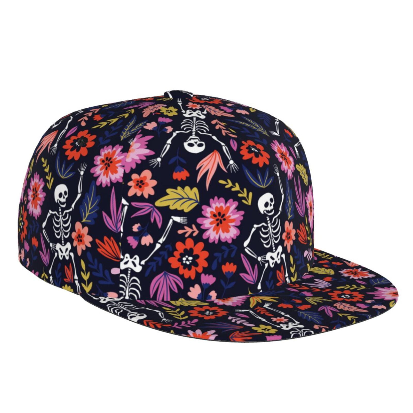 Fotbe Dancing Skeletons Floral Garden Flat Bill Visor Cap Classic ...