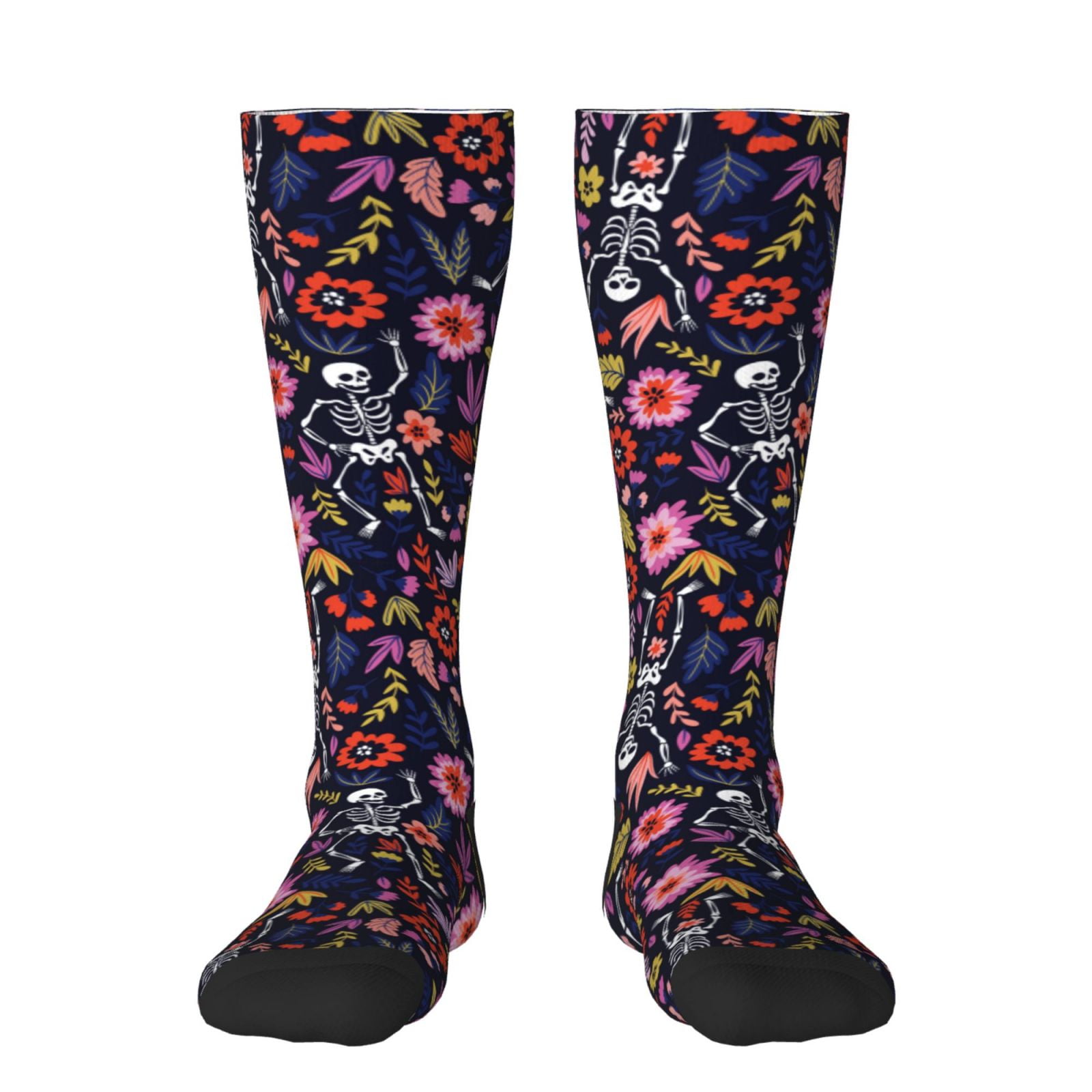 Fotbe Dancing Skeletons Floral Garden print Women's Men's Novelty Crew Socks Cotton Socks Knee ...