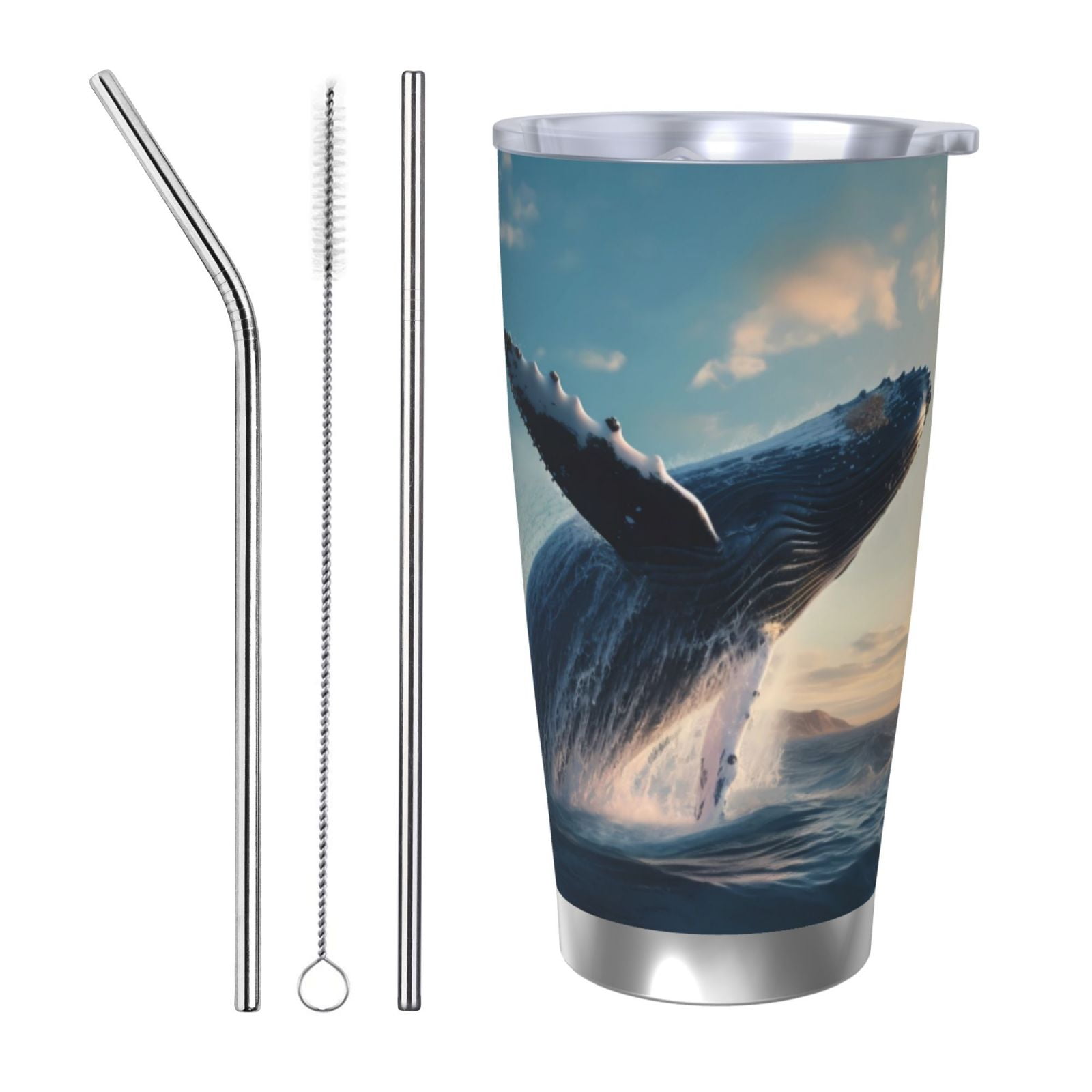 Fotbe Dancing Whale Pattern 20 oz Tumbler Stainless Steel Vacuum ...