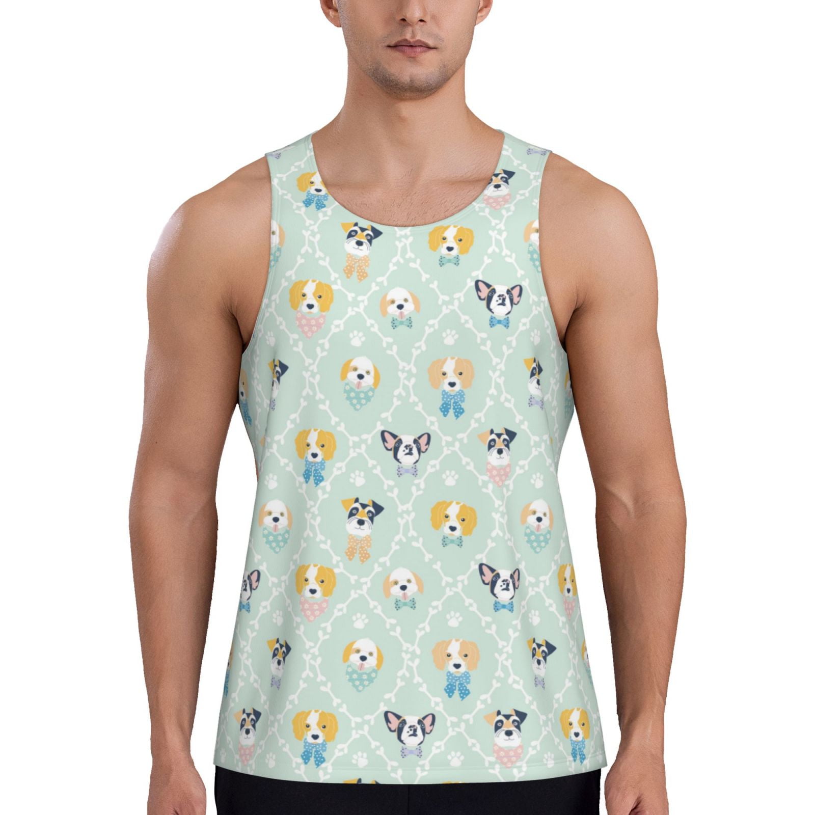 Fotbe Different Breeds of Dogs Pattern Men's Quick Dry Workout Tank Top ...