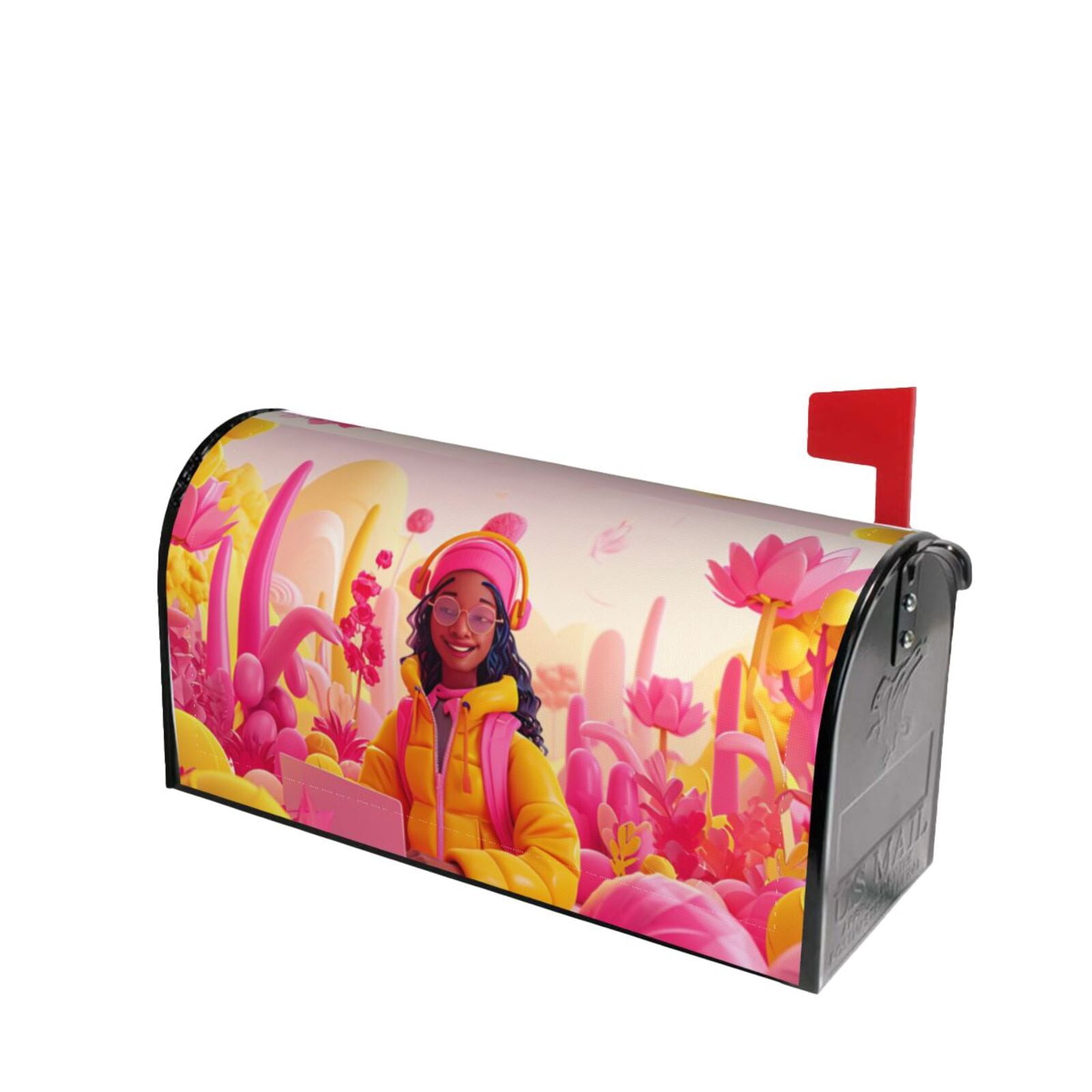Fotbe Digital Nomad Pink Landscape Mailbox Covers Post Letter Box Cover ...