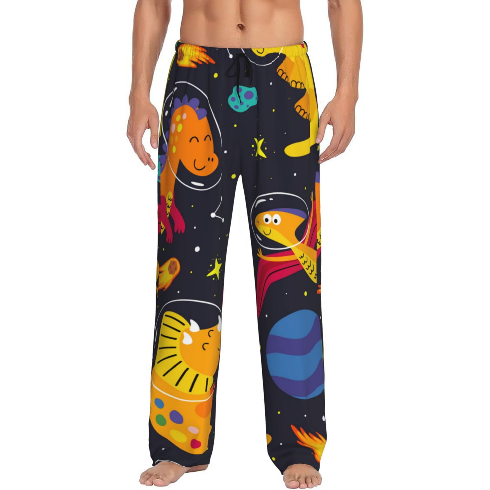 Fotbe Dinosaurs in Space Men's Pajama Pants,Sleepwear Pants,Pj Bottoms ...
