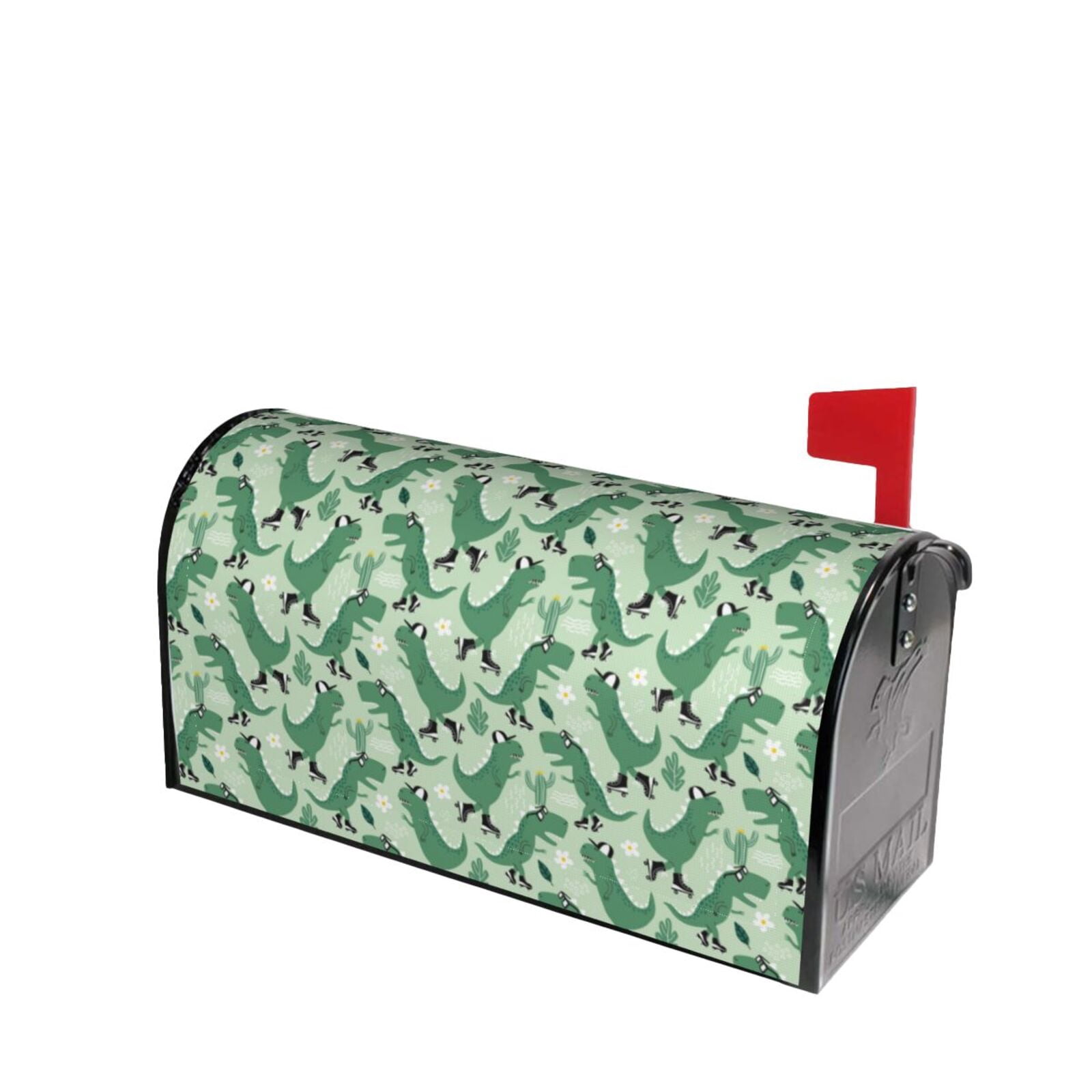 Fotbe Dinosaurs on Roller Skater Mailbox Covers Post Letter Box Cover ...
