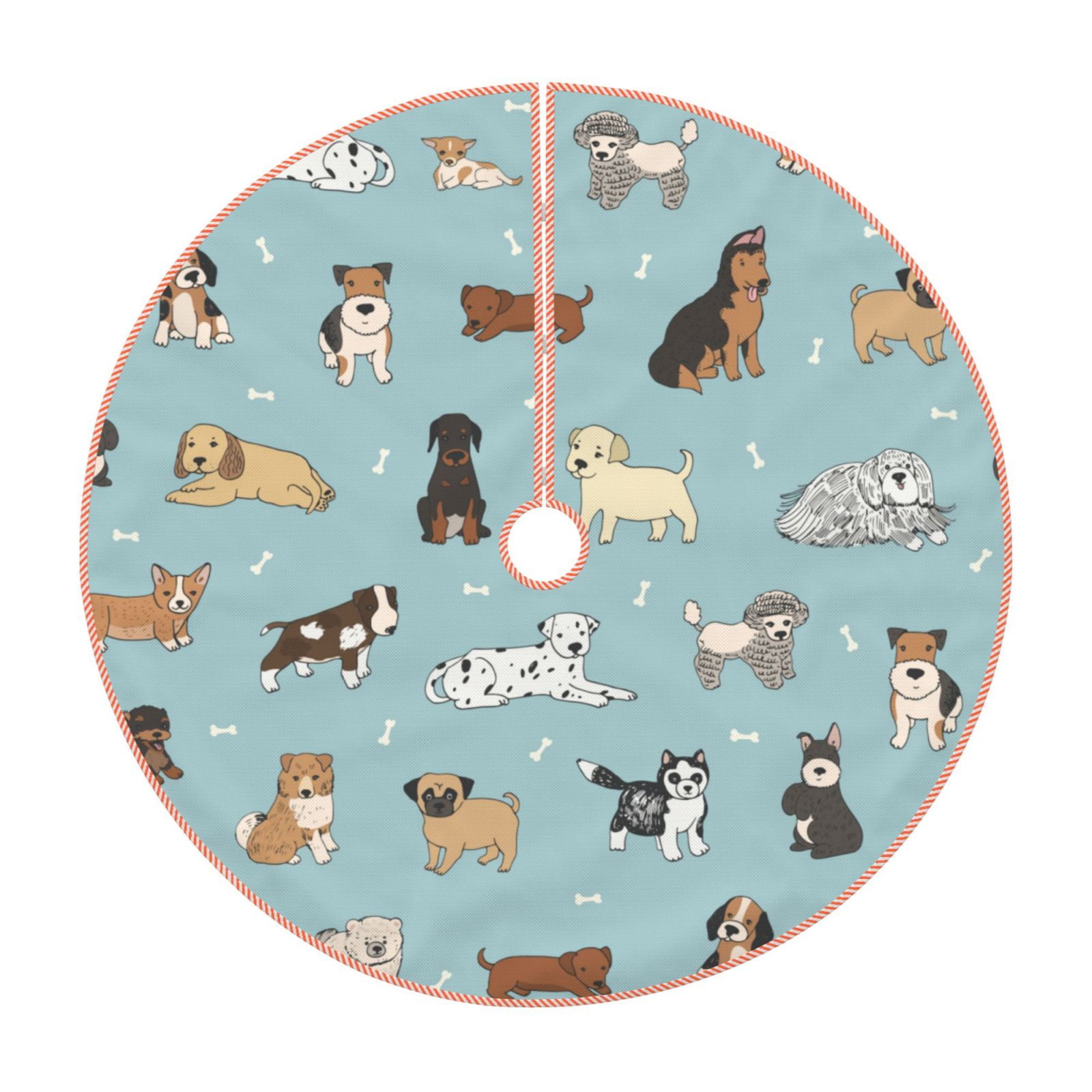 Fotbe Dog Pets Pattern Christmas Tree Skirt, Tree Skirts Plush ...