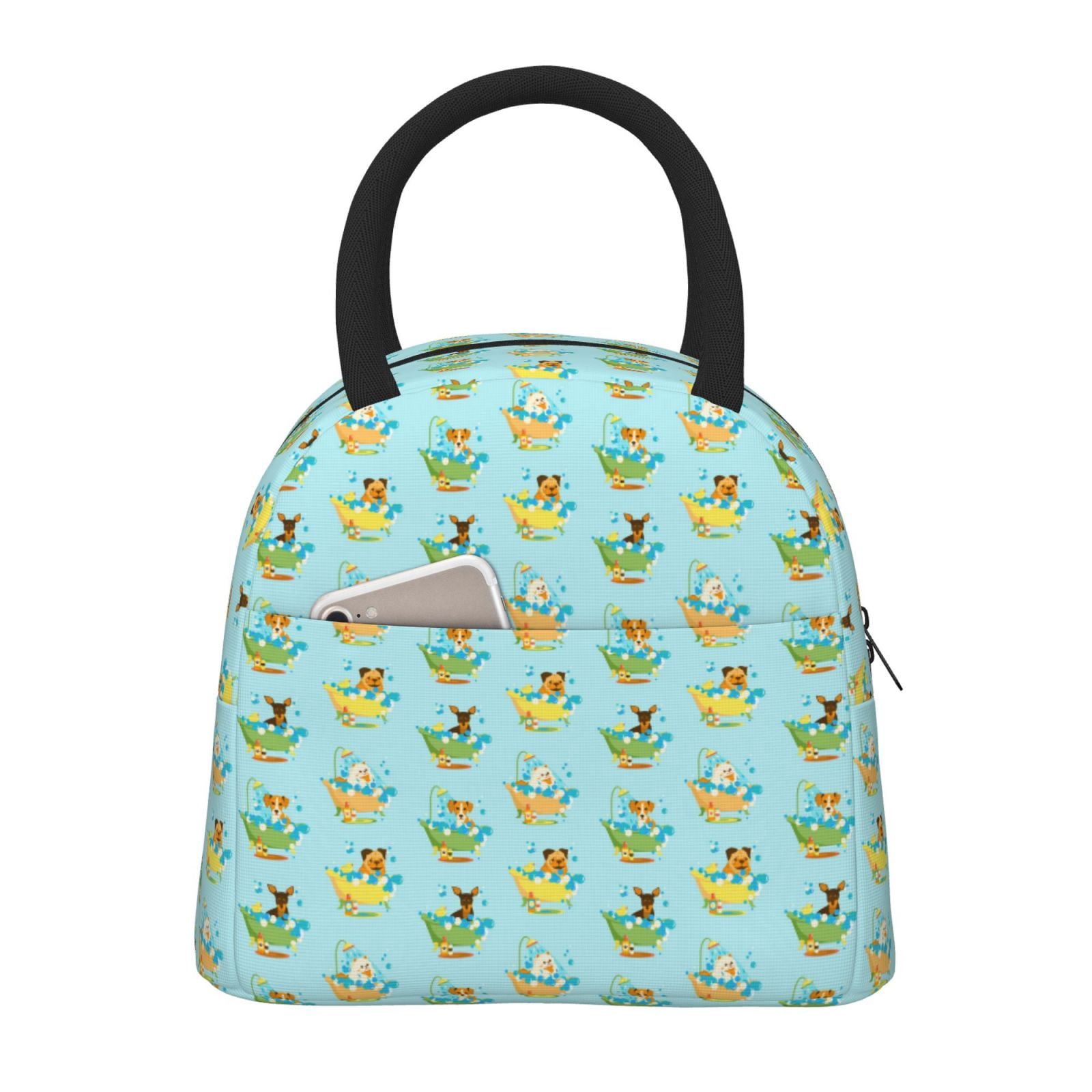 Fotbe Doggy In Bubble Bath Pattern Lunch Bag, Insulated Lunch Box ...