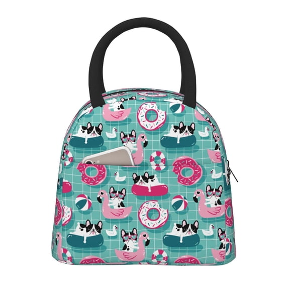 Fotbe Dogs With Swimming Pattern Lunch Bag, Insulated Lunch Box, Small ...
