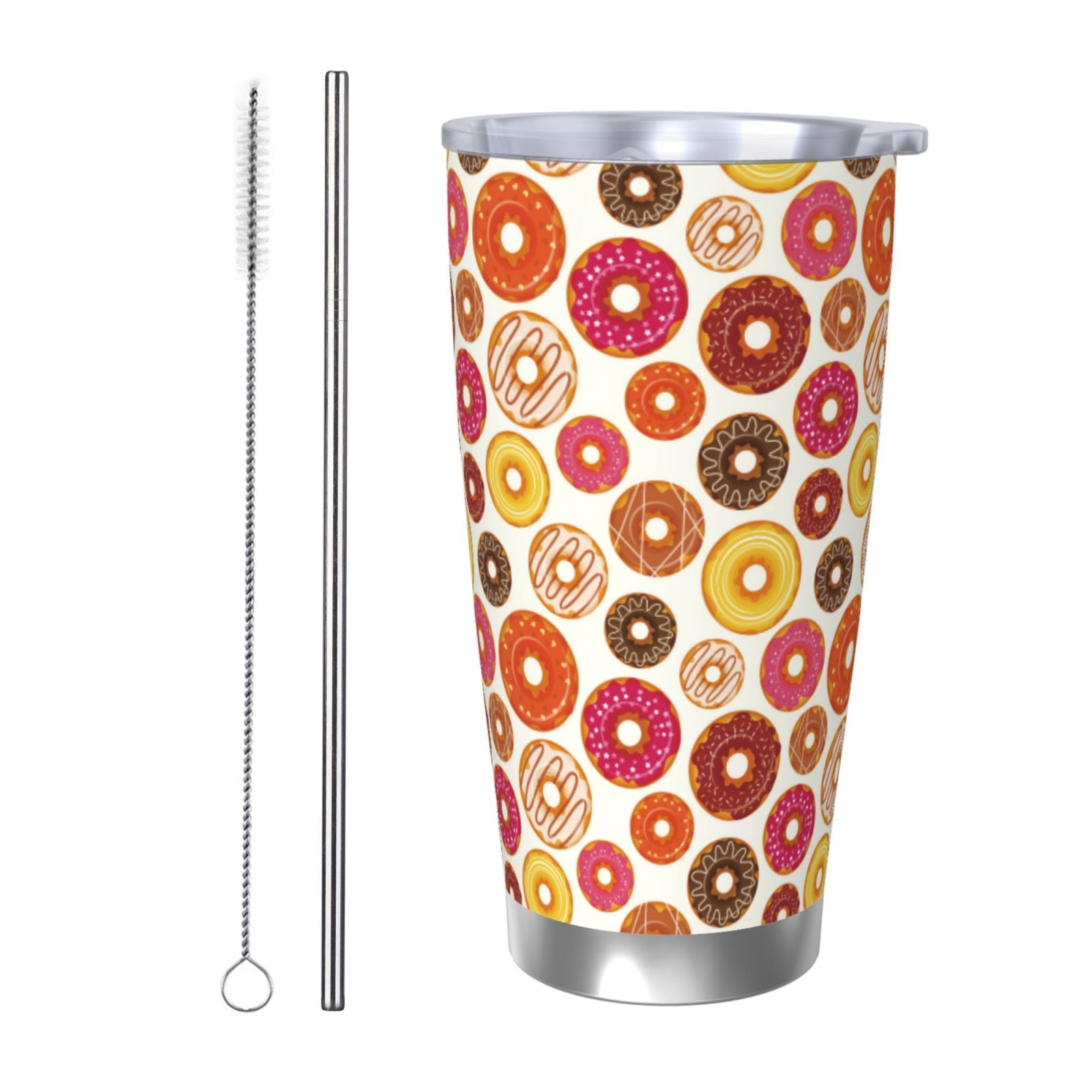 Fotbe Donut Pattern 20 oz Tumbler Stainless Steel Vacuum Insulated ...