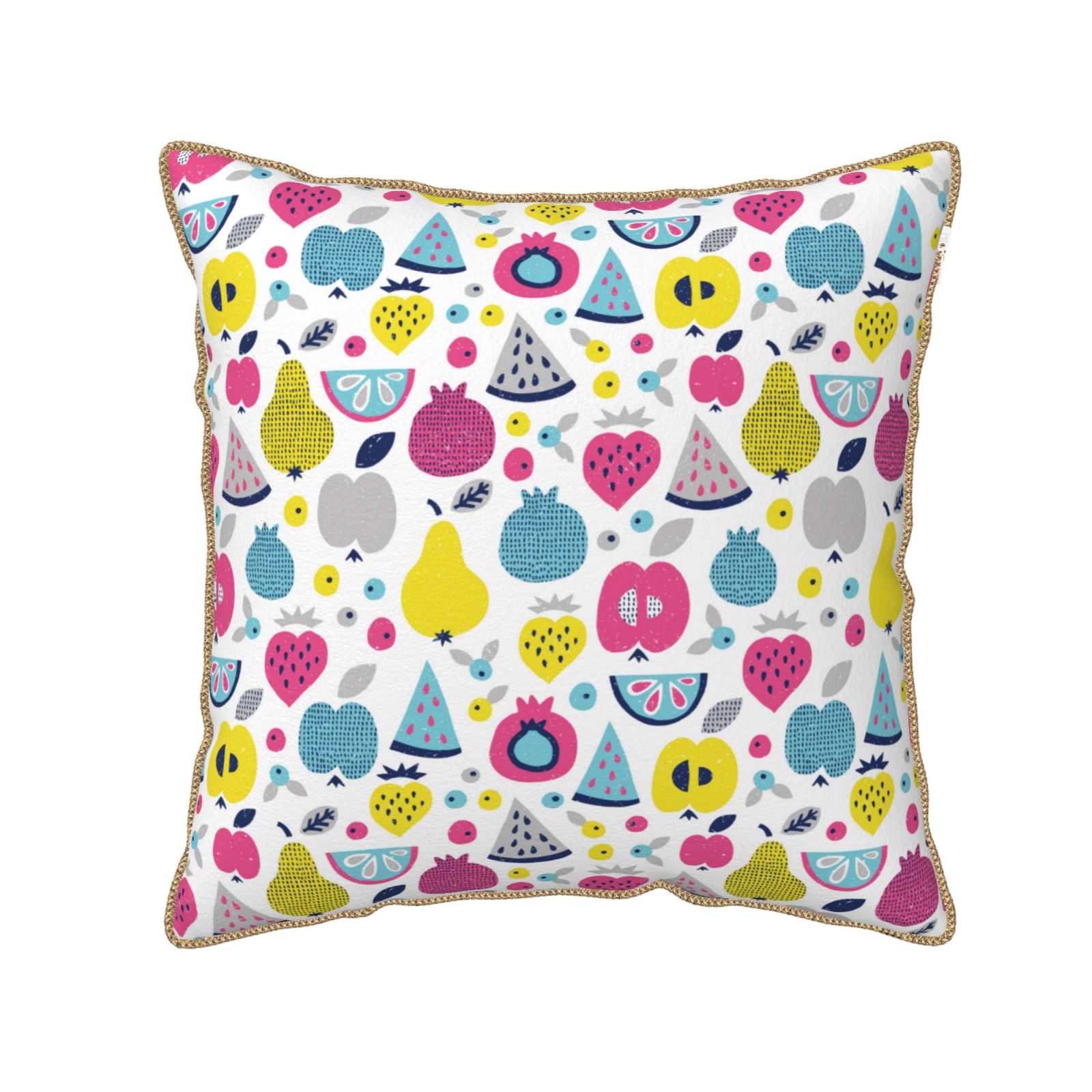 Fotbe Doodle Fruits Pattern Velvet Decorative Throw Pillow Covers with ...