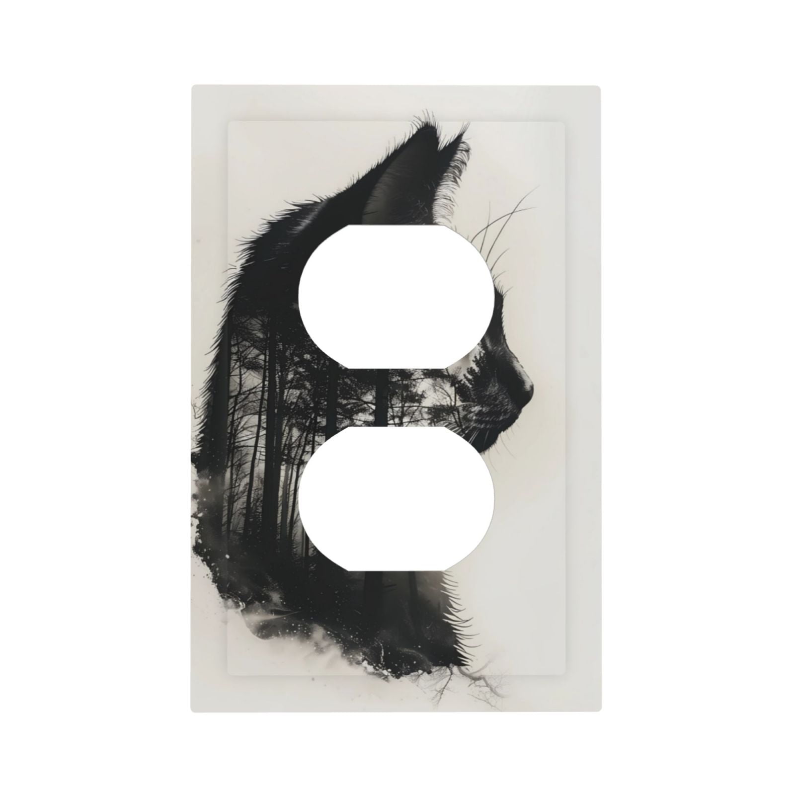 Fotbe Double Exposure Cat Forest Print Duplex Receptacle Wall Plate, 1 ...