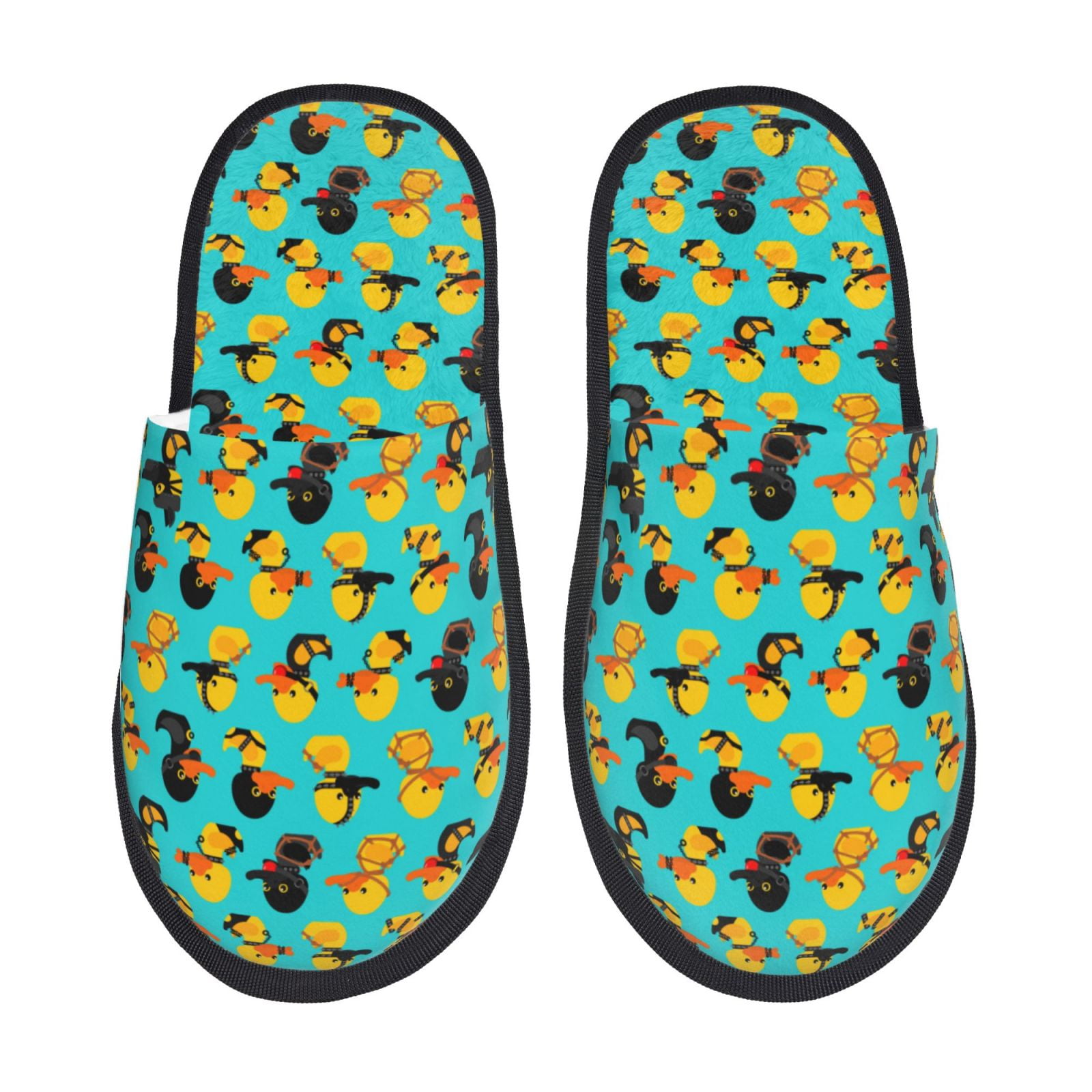 Fotbe Duck In Black Suit Pattern Women's Fuzzy Slippers Plush Slippers ...