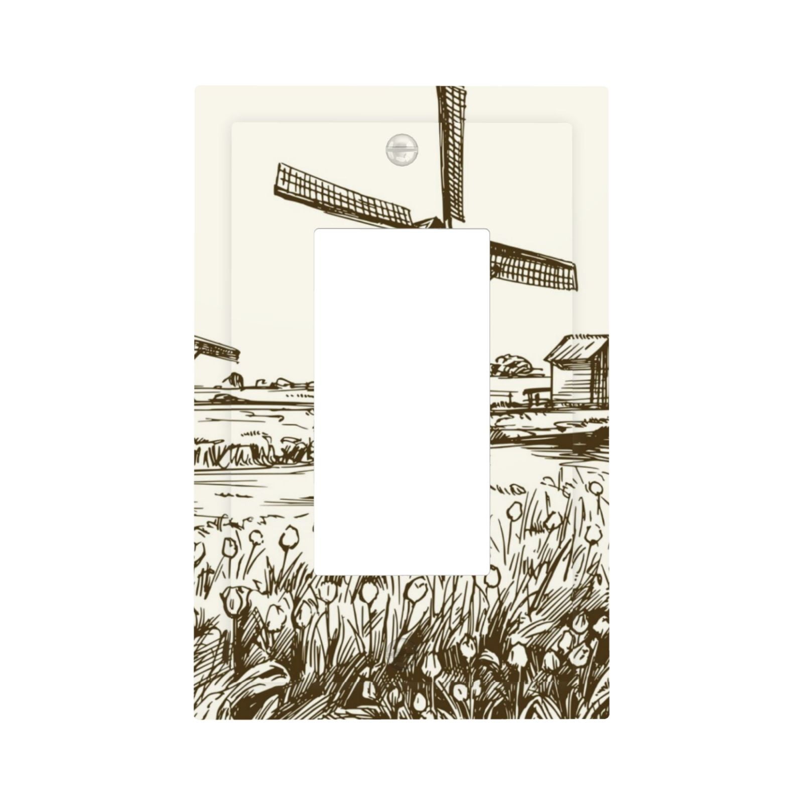 Fotbe Dutch Windmill Print Duplex Receptacle Wall Plate, 1-Gang 5.0" x3 ...