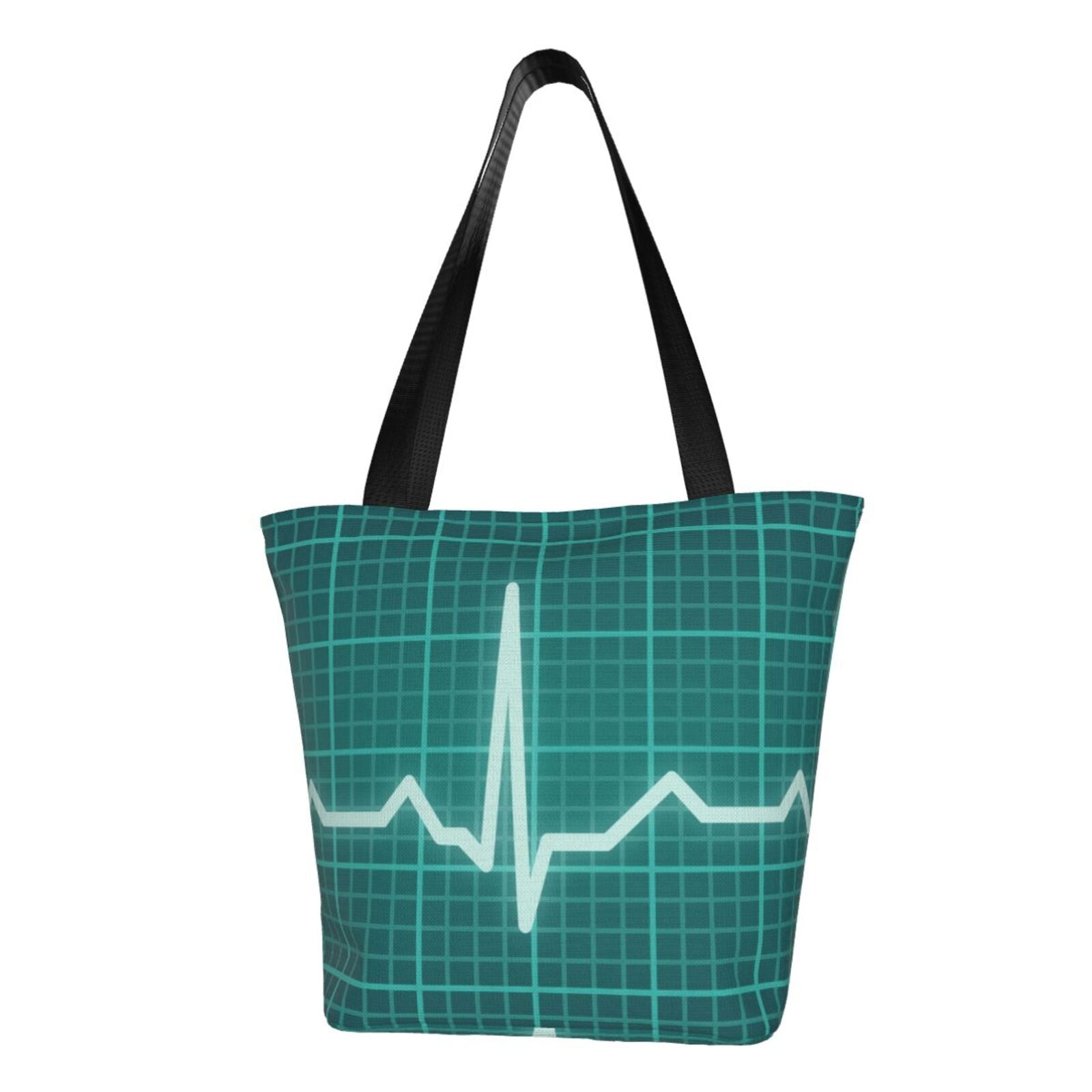 Fotbe ECG Wave Pattern Beach Tote,Shoulder Handbag,Spacious Tote Bag,Lightweight Travel Bag ...