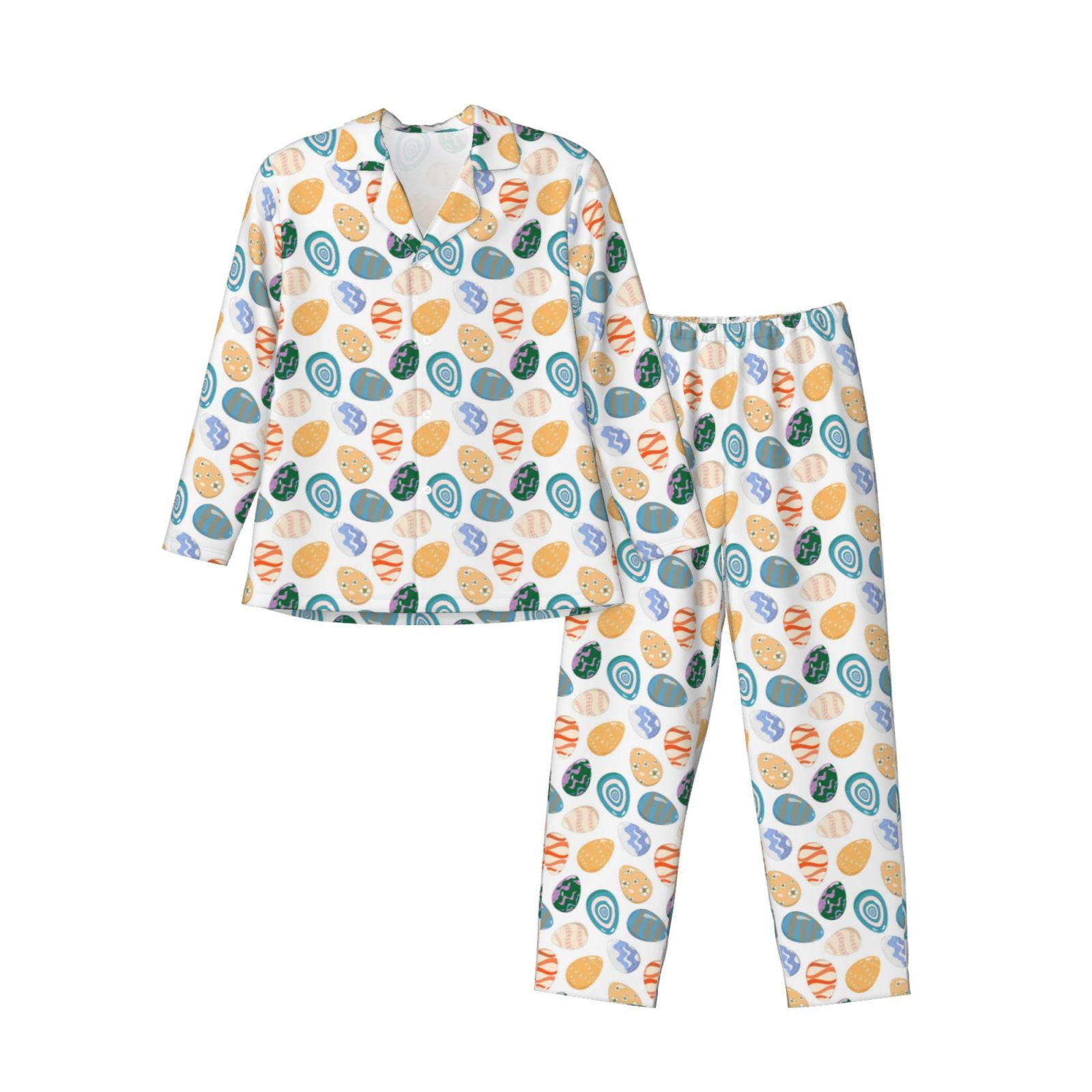 Fotbe Easter eggs Pattern Long Sleeve Pajama Set for Men,Sleepwear Set ...