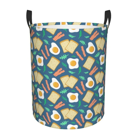 Fotbe Eggs Toast Bacon And Arugula Pattern Laundry Basket with Handles ...