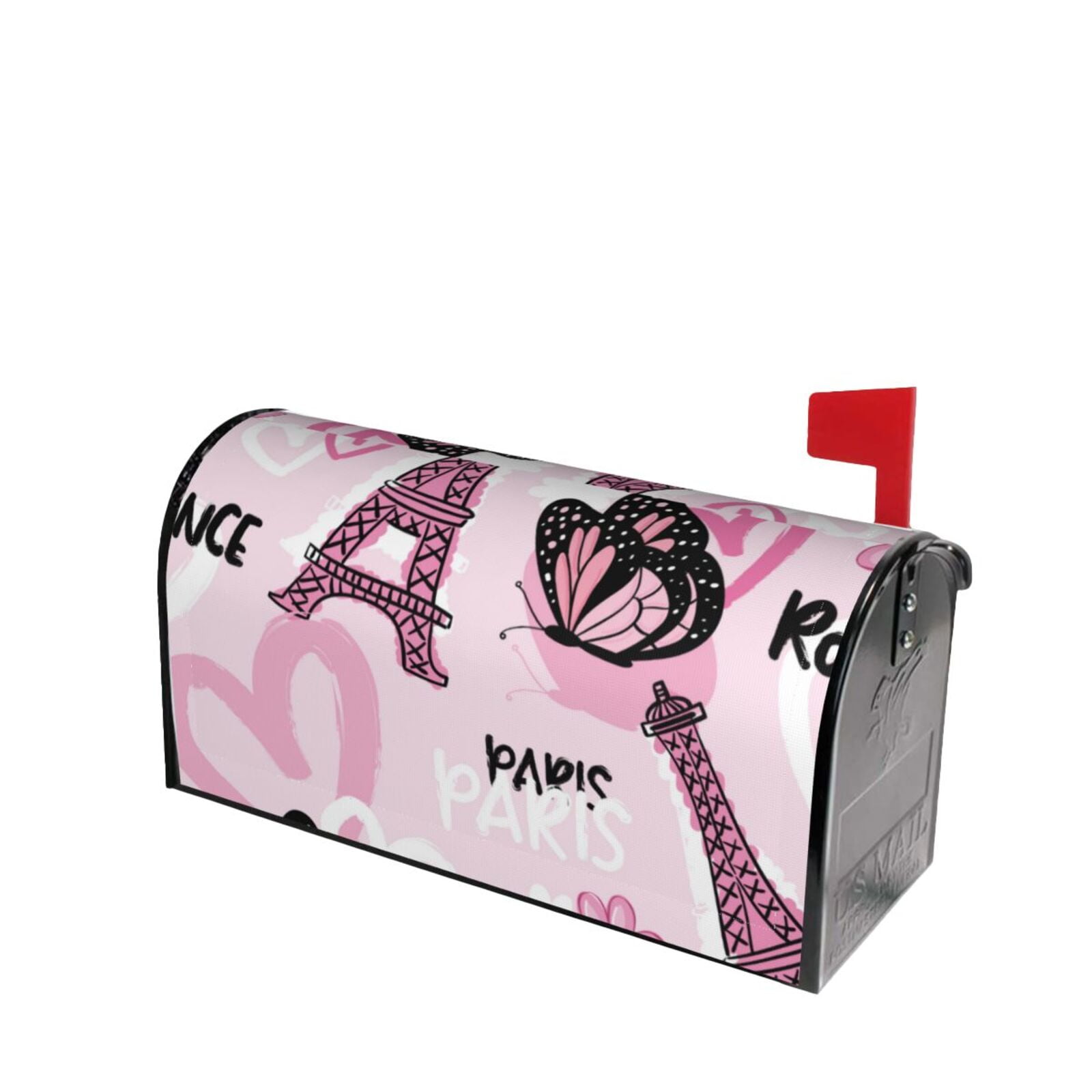 Fotbe Eiffel Tower and Butterflies Mailbox Covers Post Letter Box Cover ...