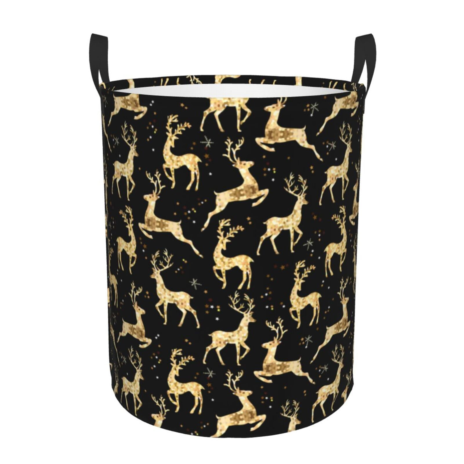 Fotbe Elegant Gold Moose Pattern Laundry Basket with Handles ...