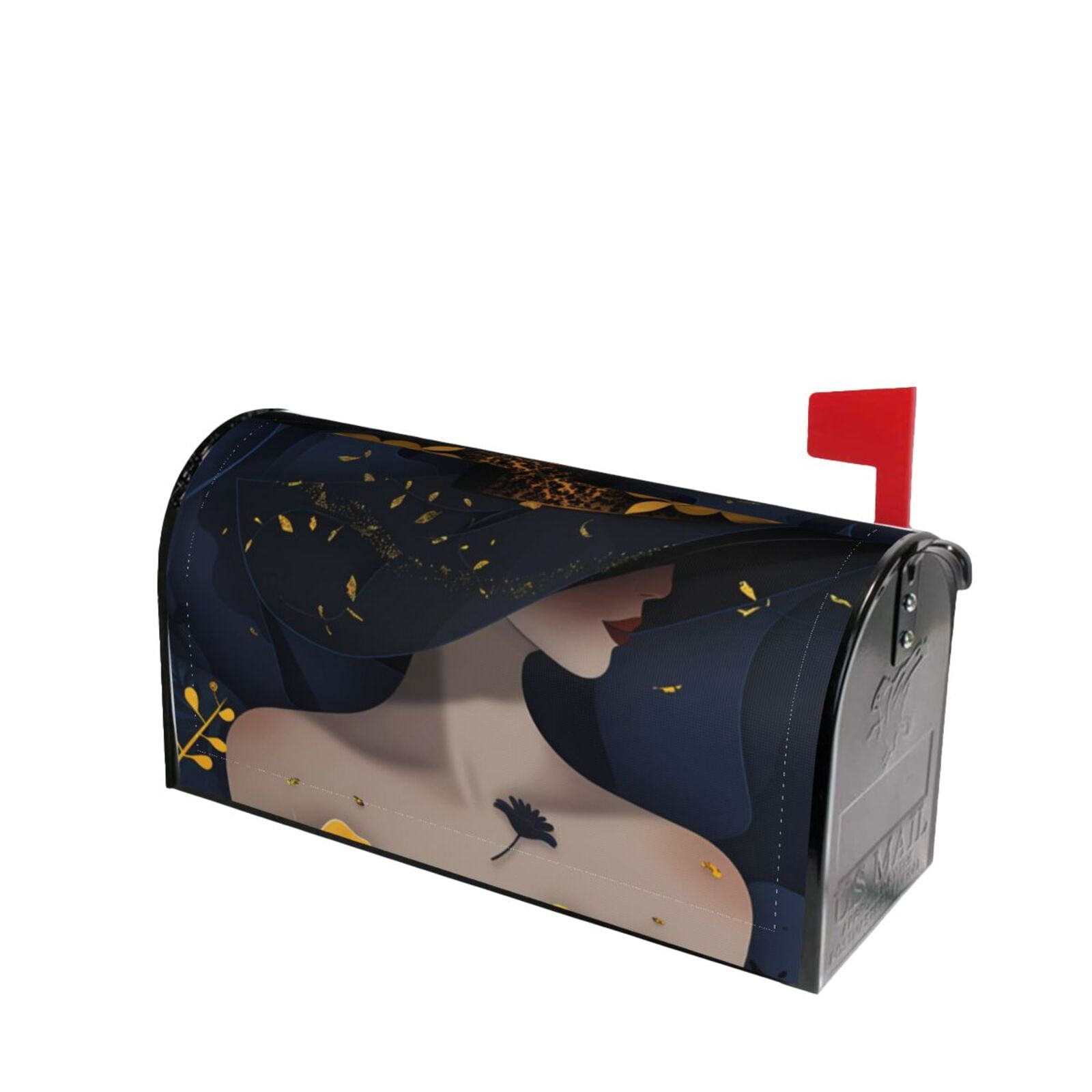 Fotbe Elegant Lady With Hat Mailbox Covers Post Letter Box Cover Garden ...