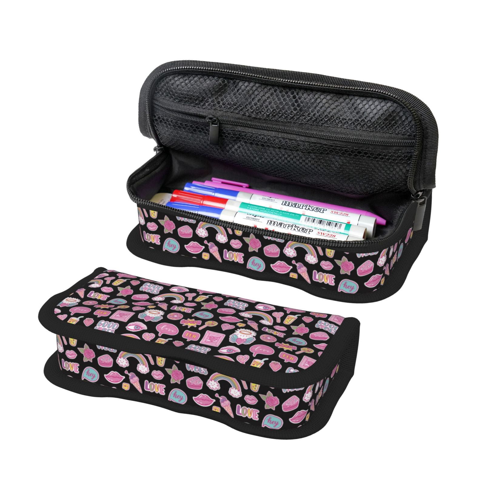 Fotbe Elements Pattern Pencil Case,Canvas Pen Case, Multi- Slot Pencil ...