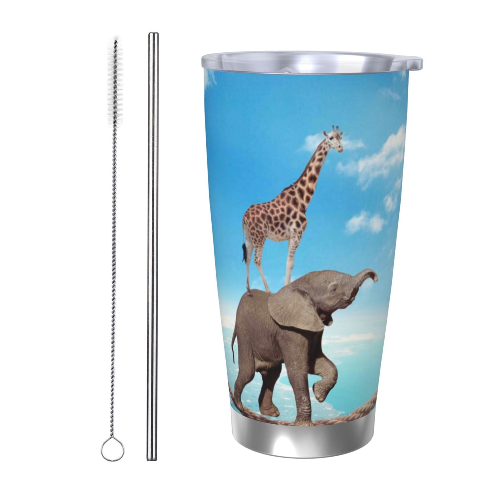 Fotbe Elephant Giraffe Pattern 20 oz Tumbler Stainless Steel Vacuum ...