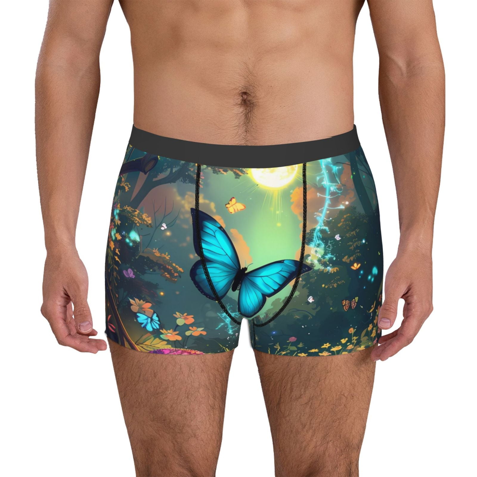 Fotbe Enchanted Forest Butterfly A Men’s Total Support Pouch Boxer Briefs, X-Temp Cooling ...