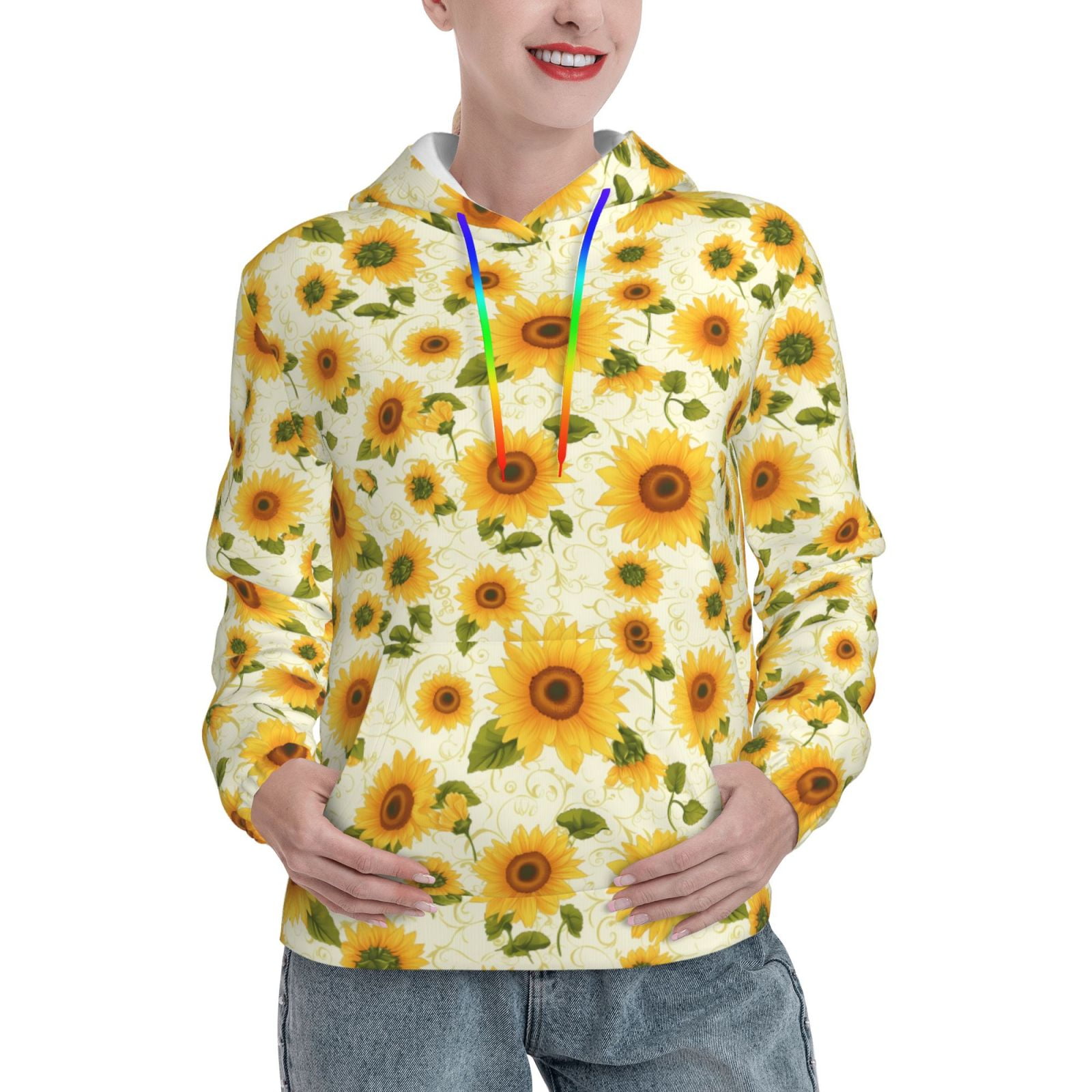 Fotbe European-style Pattern Sunflower Pattern Womens Long Sleeve ...