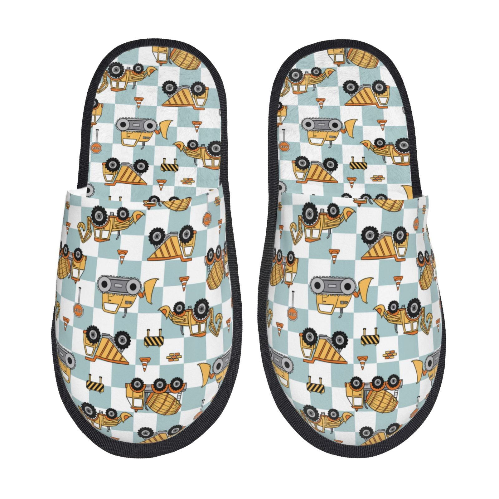 Fotbe Excavator Pattern Women's Fuzzy Slippers Plush Slippers Fluffy ...