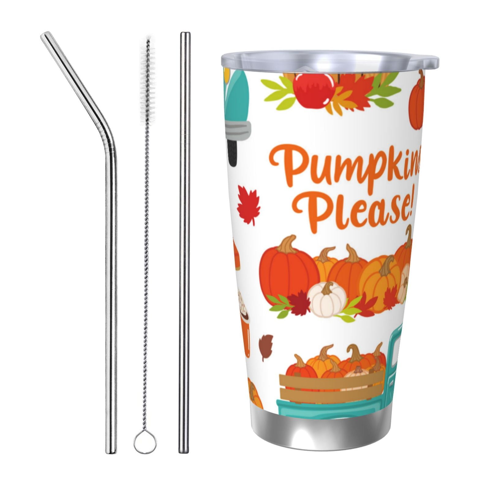 Fotbe Fall Pumpkins Pattern 20 oz Tumbler Stainless Steel Vacuum ...