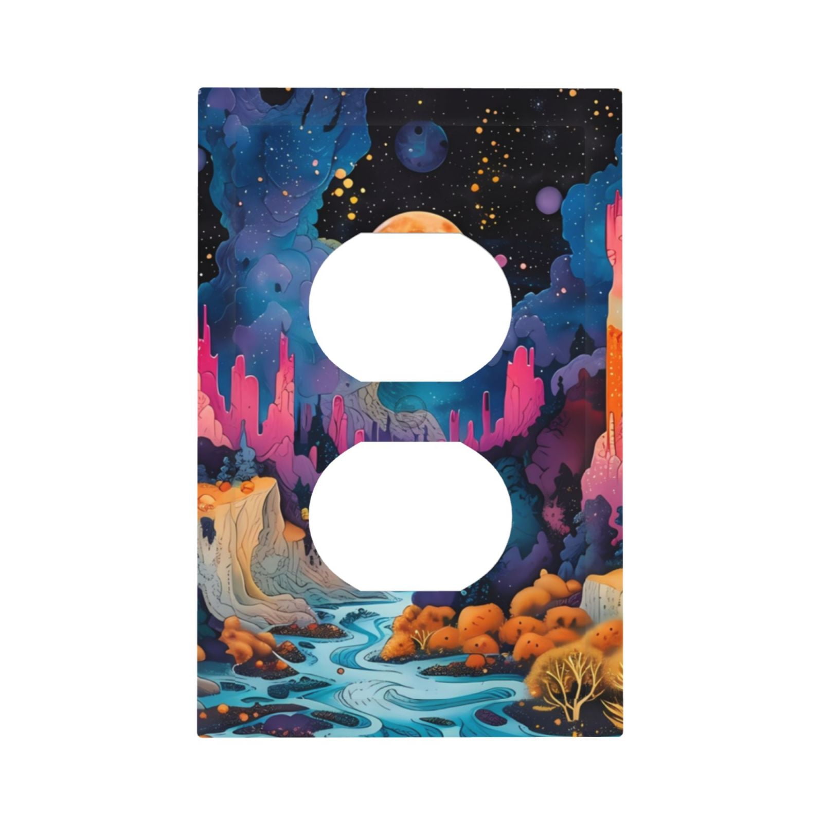 Fotbe Fantasy Cosmic Landscape Print Duplex Receptacle Wall Plate, 1 ...