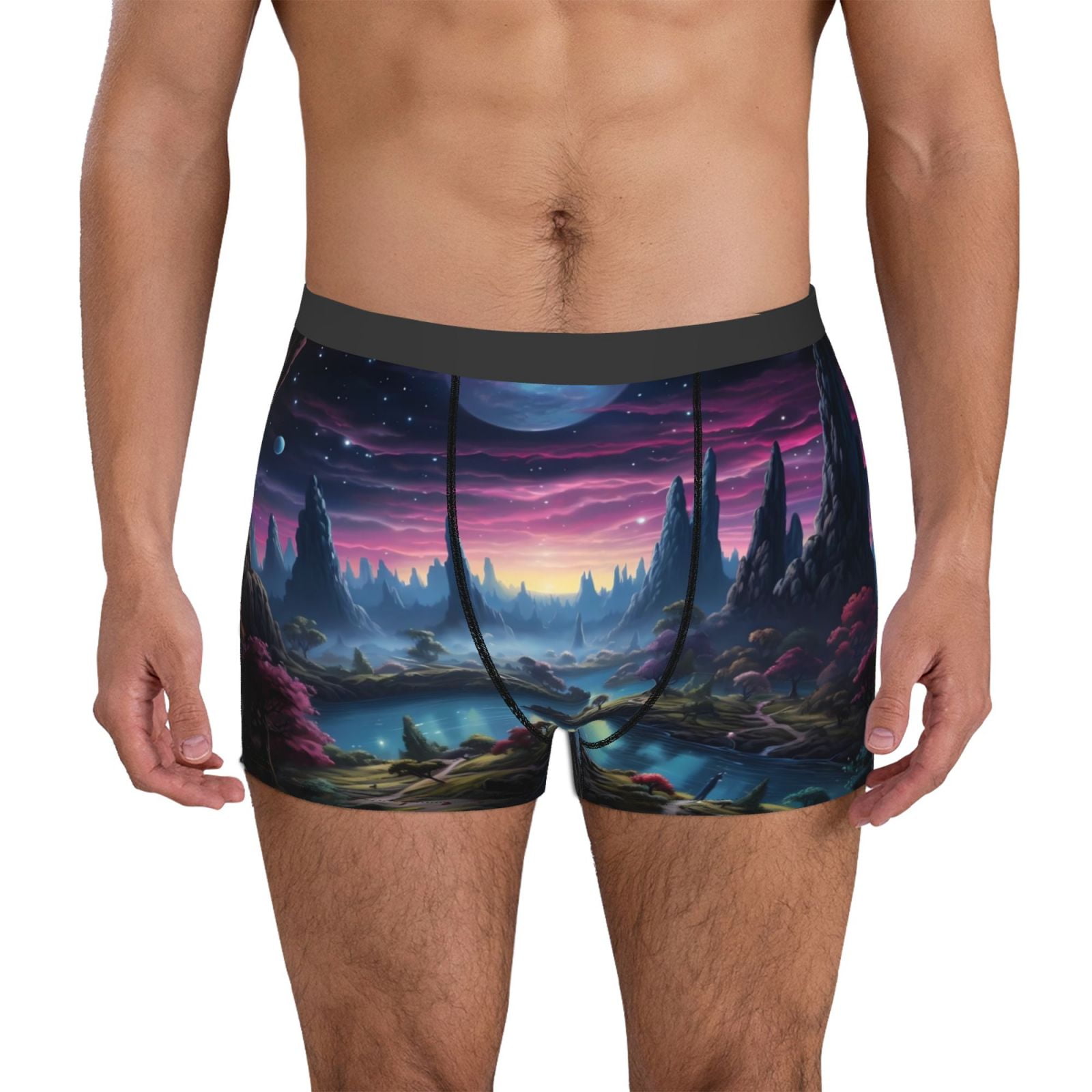 Fotbe Fantasy Landscape Starry Night Men’s Total Support Pouch Boxer Briefs, X-Temp Cooling ...