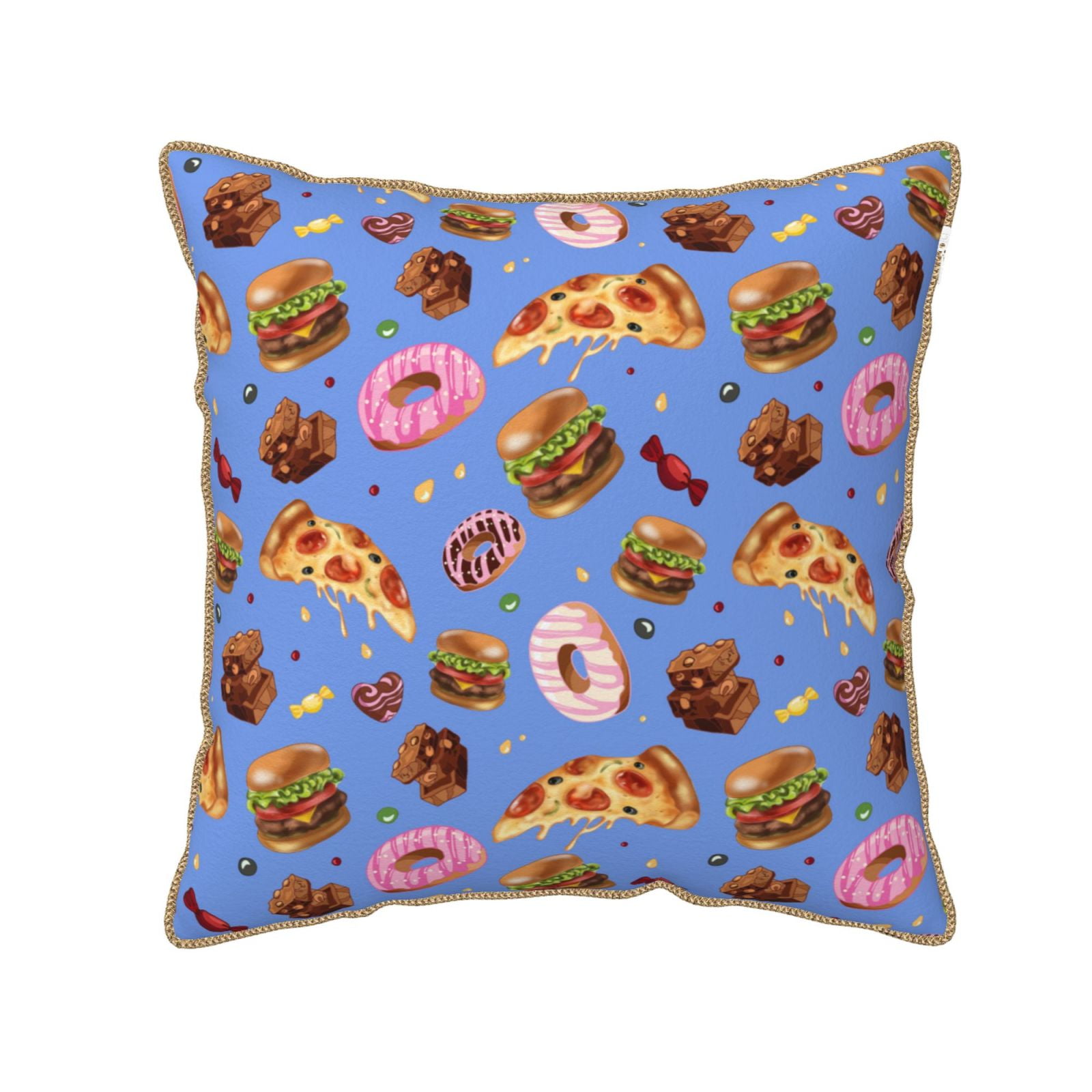 Fotbe Fastfoods Pattern Velvet Decorative Throw Pillow Covers with ...