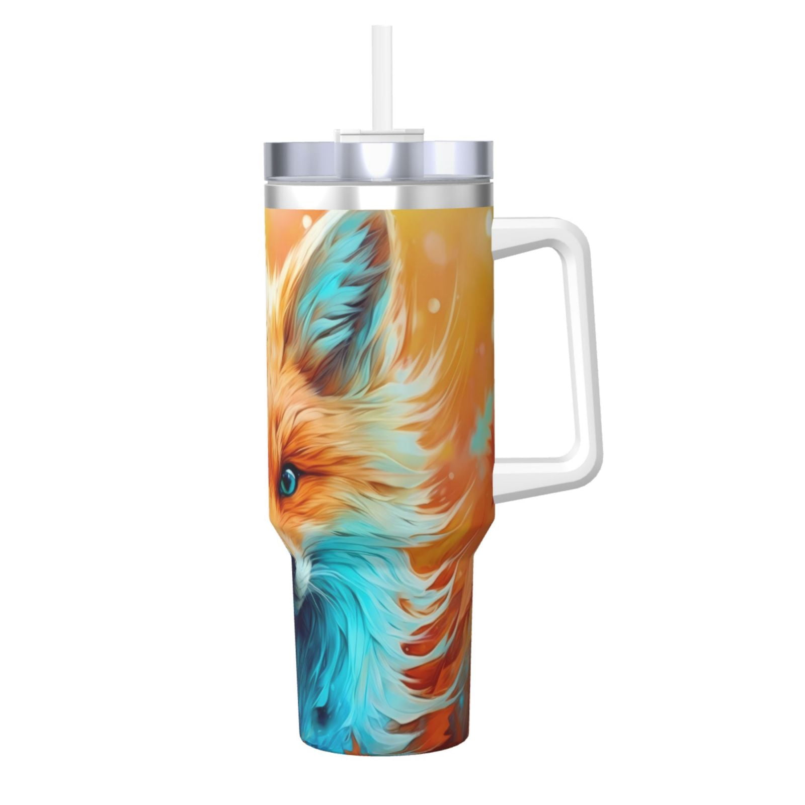 Fotbe Fiery Red Maple Leaf Fox Pattern 40oz Ice Bully With Handle And ...