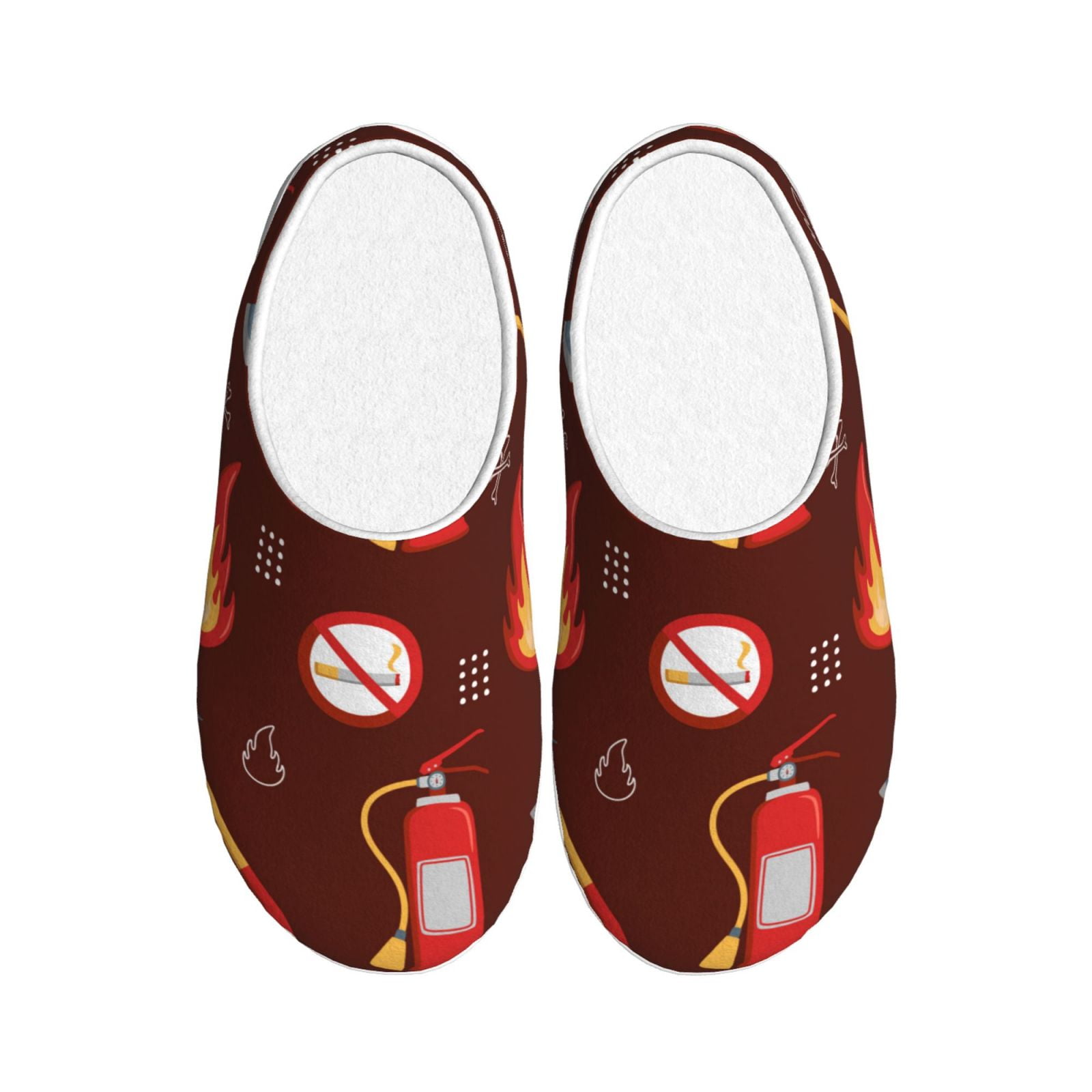 Fotbe Fire Extinguisher Pattern Women's Fuzzy Curly Fur Memory Foam ...