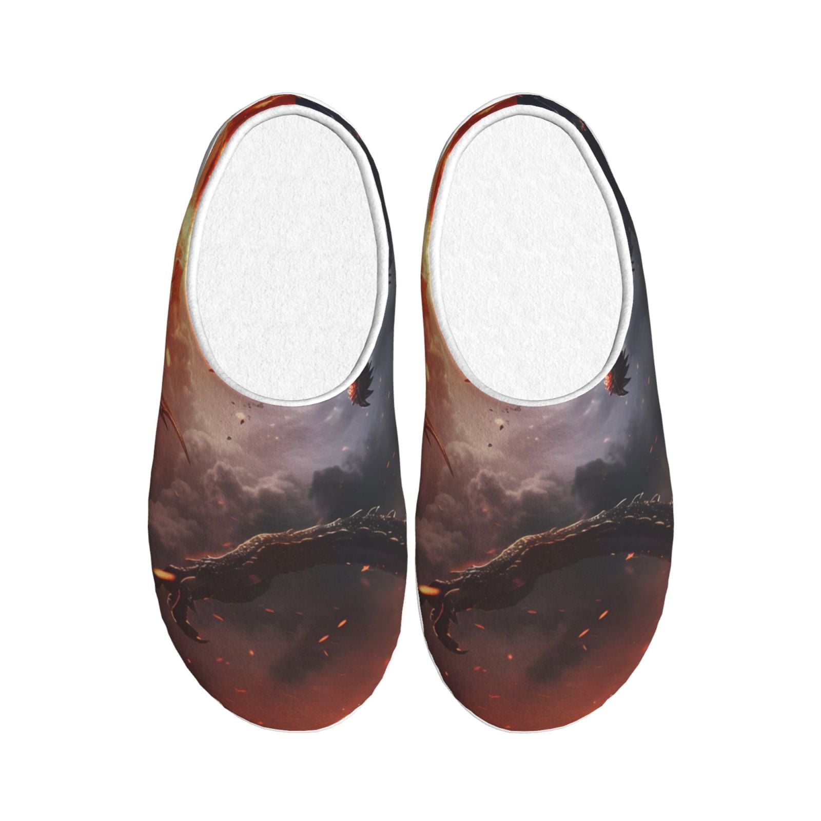 Fotbe Fire Sky Dragon Pattern Women's Fuzzy Curly Fur Memory Foam ...